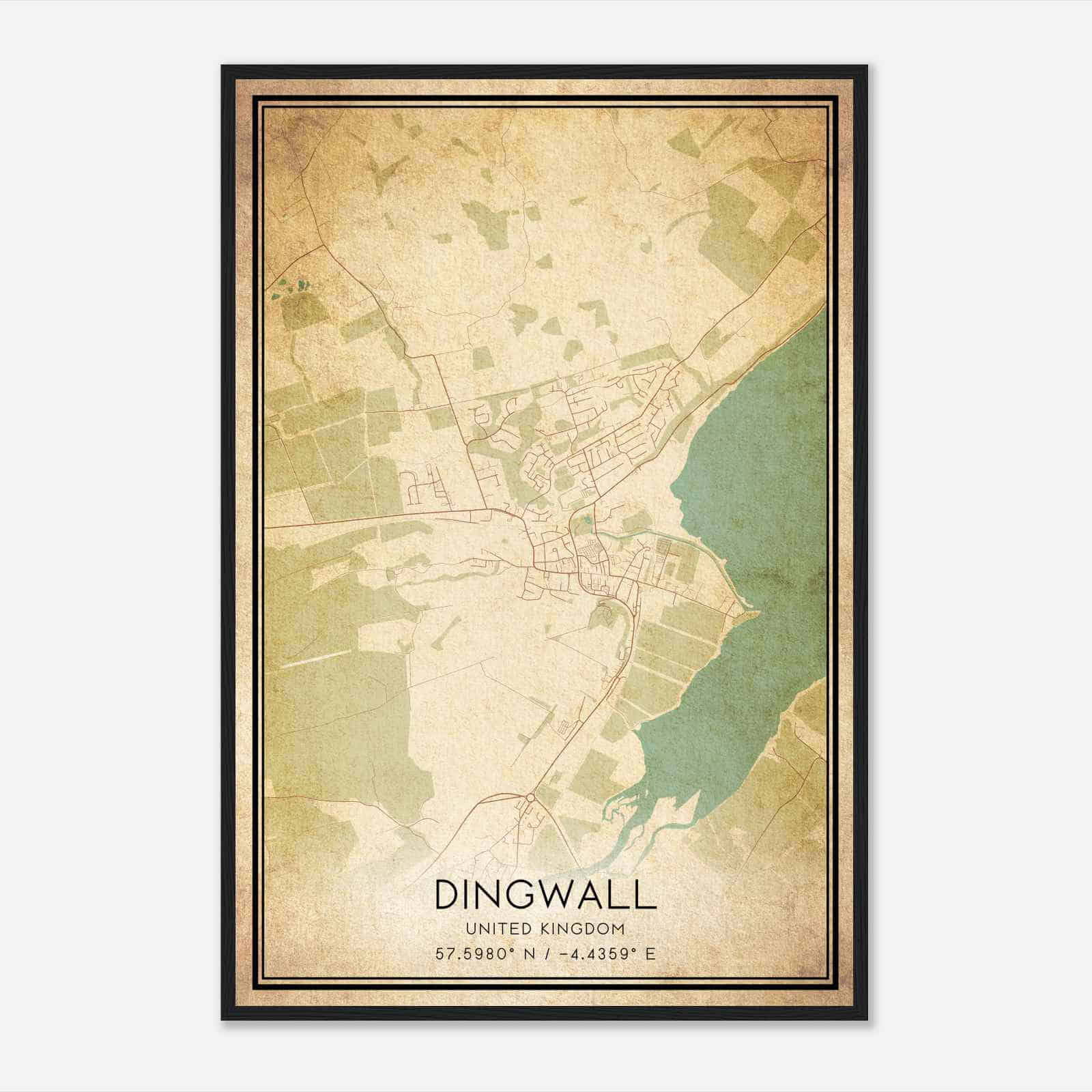 Vintage Dingwall United Kingdom Map Poster, Dingwall City Road Wall Art ...