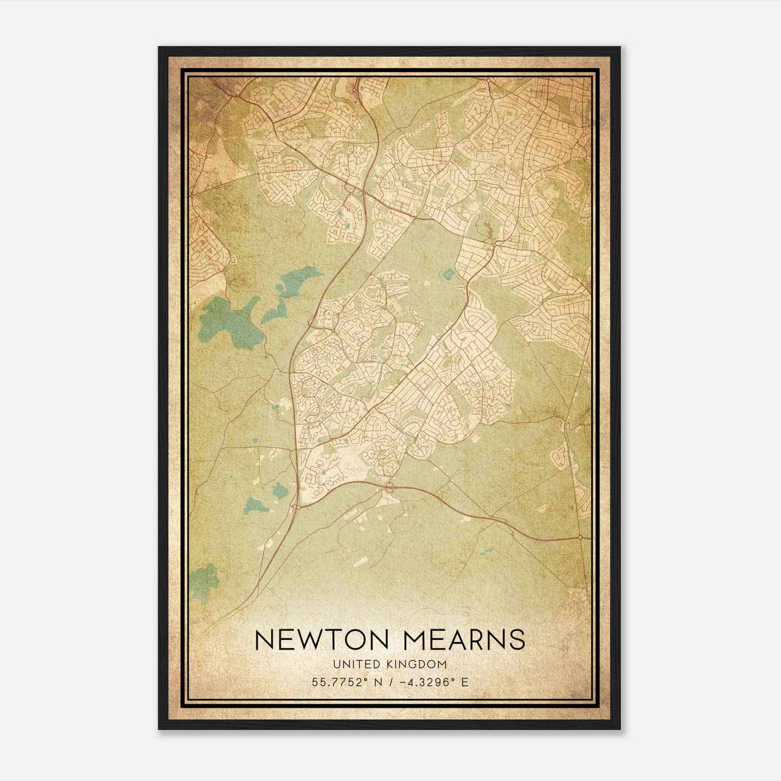 Vintage Newton Mearns United Kingdom Map Poster, Newton Mearns City ...