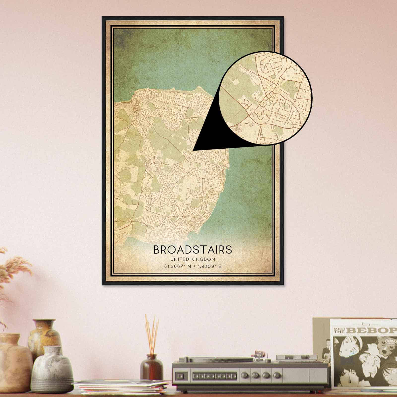 Vintage Broadstairs United Kingdom Map Poster, Broadstairs City Road ...