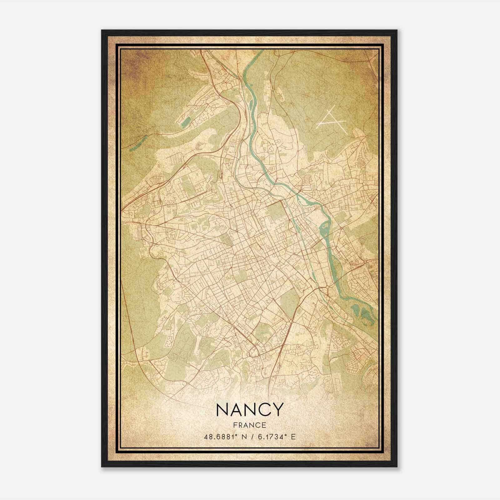 Vintage Nancy France Map Poster, Nancy City Road Wall Art Print ...