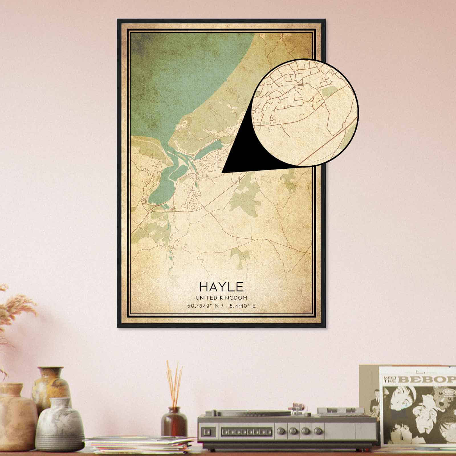 Vintage Hayle United Kingdom Map Poster, Hayle City Road Wall Art Print ...
