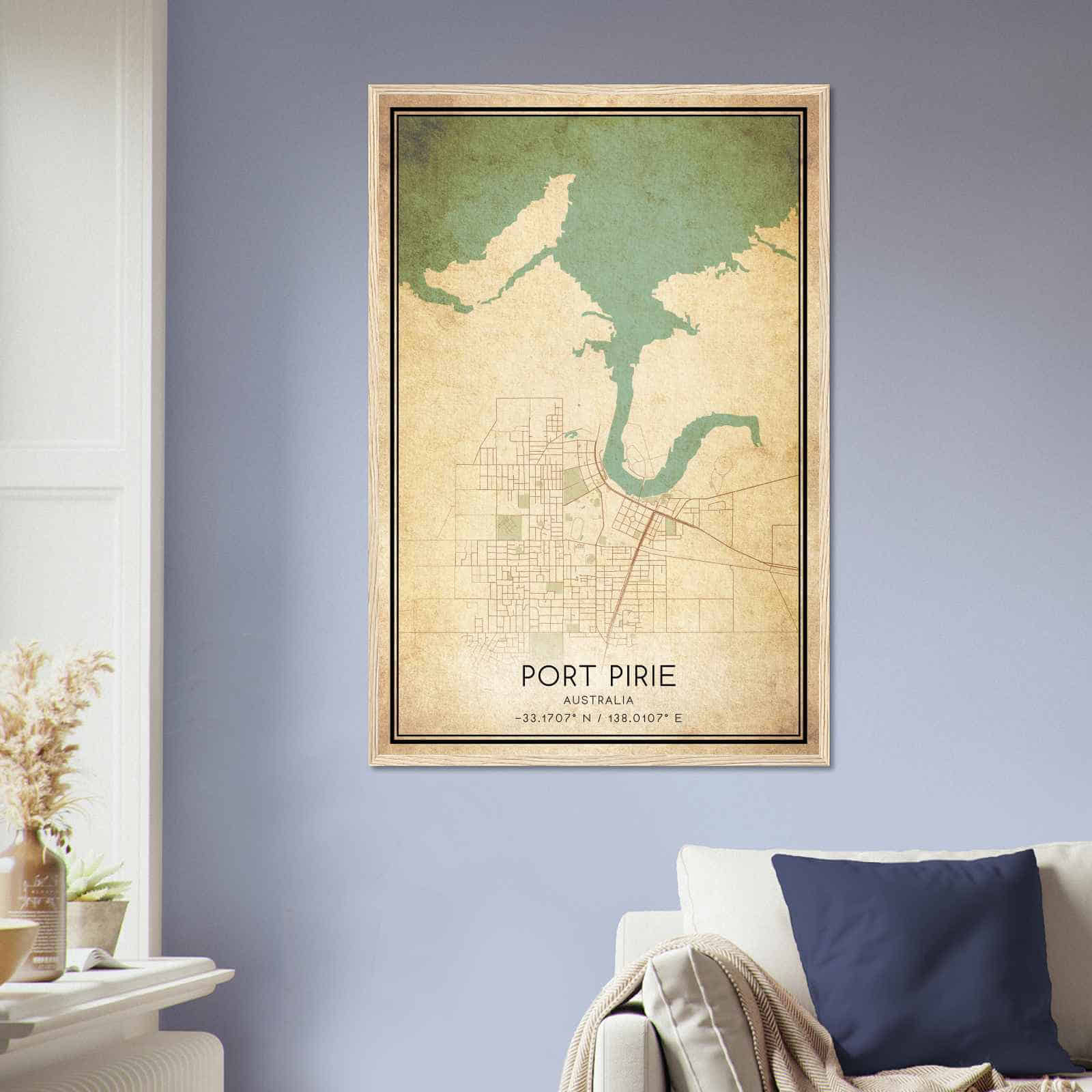 Vintage Port Pirie Australia Map Poster, Port Pirie City Road Wall Art ...