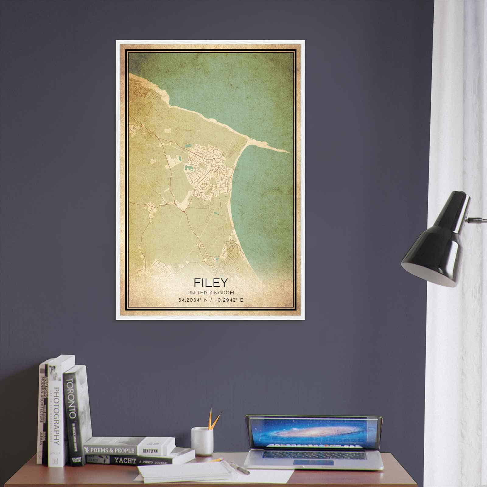 Vintage Filey United Kingdom Map Poster, Filey City Road Wall Art Print ...