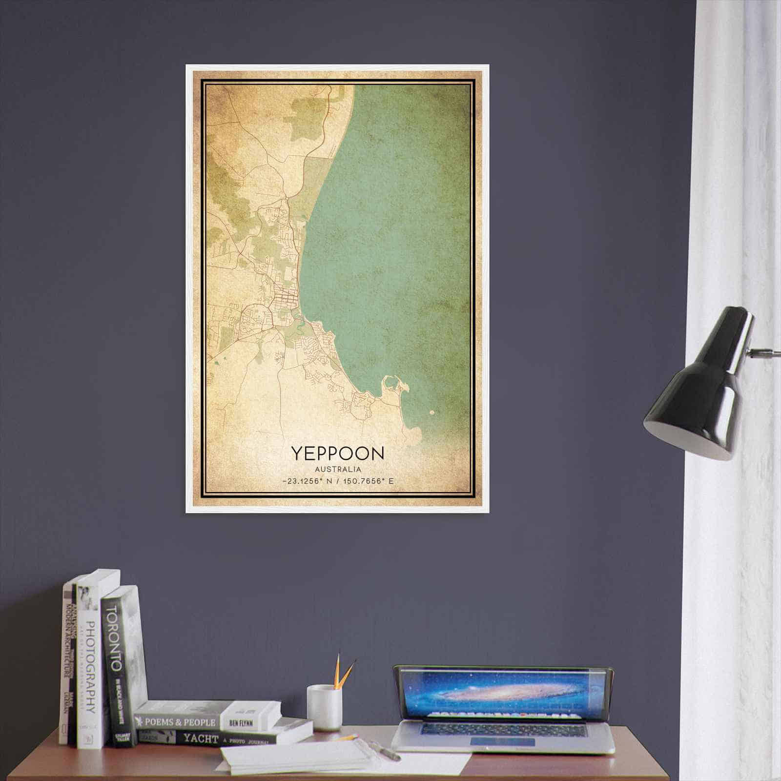 Vintage Yeppoon Australia Map Poster, Yeppoon City Road Wall Art Print ...