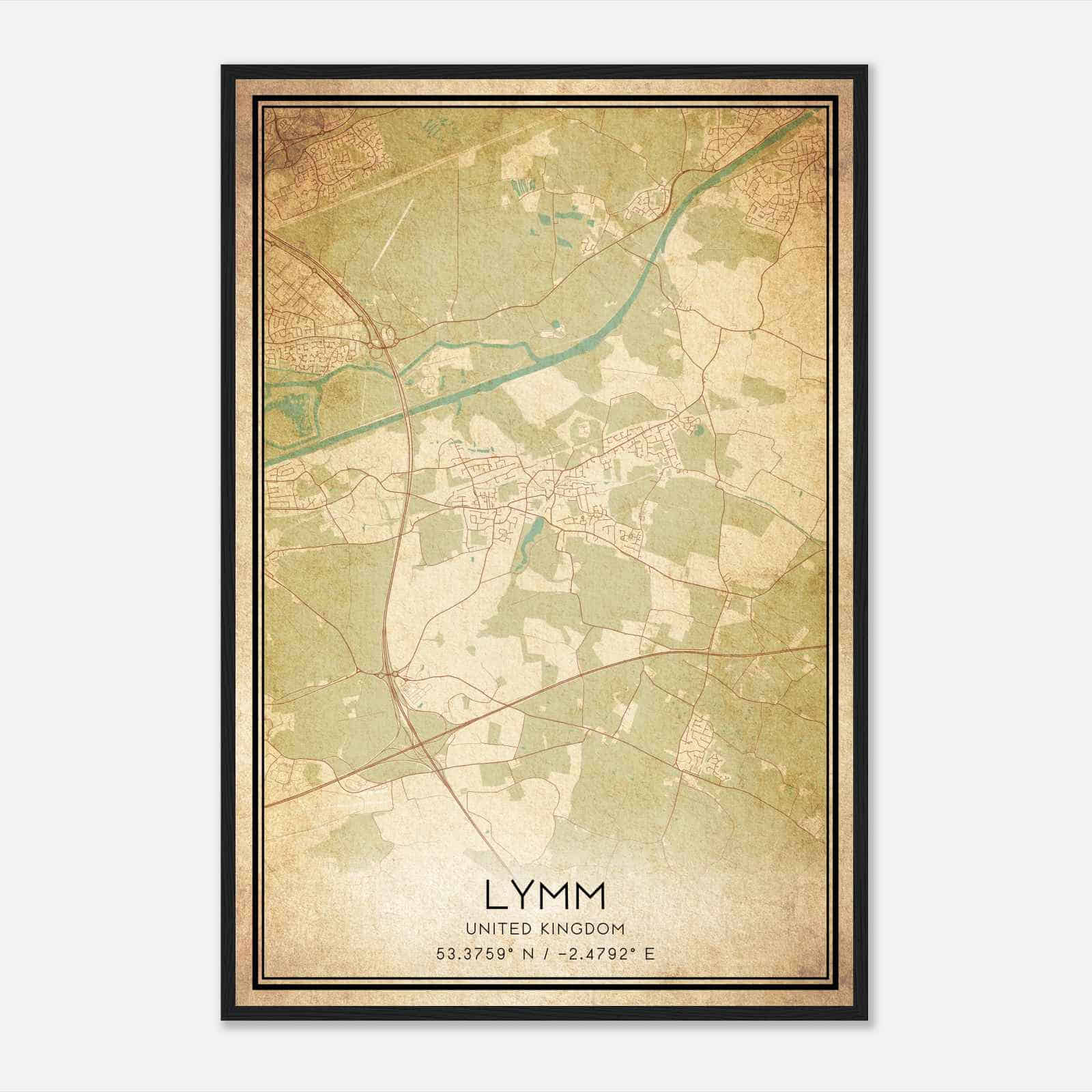 Vintage Lymm United Kingdom Map Poster, Lymm City Road Wall Art Print ...