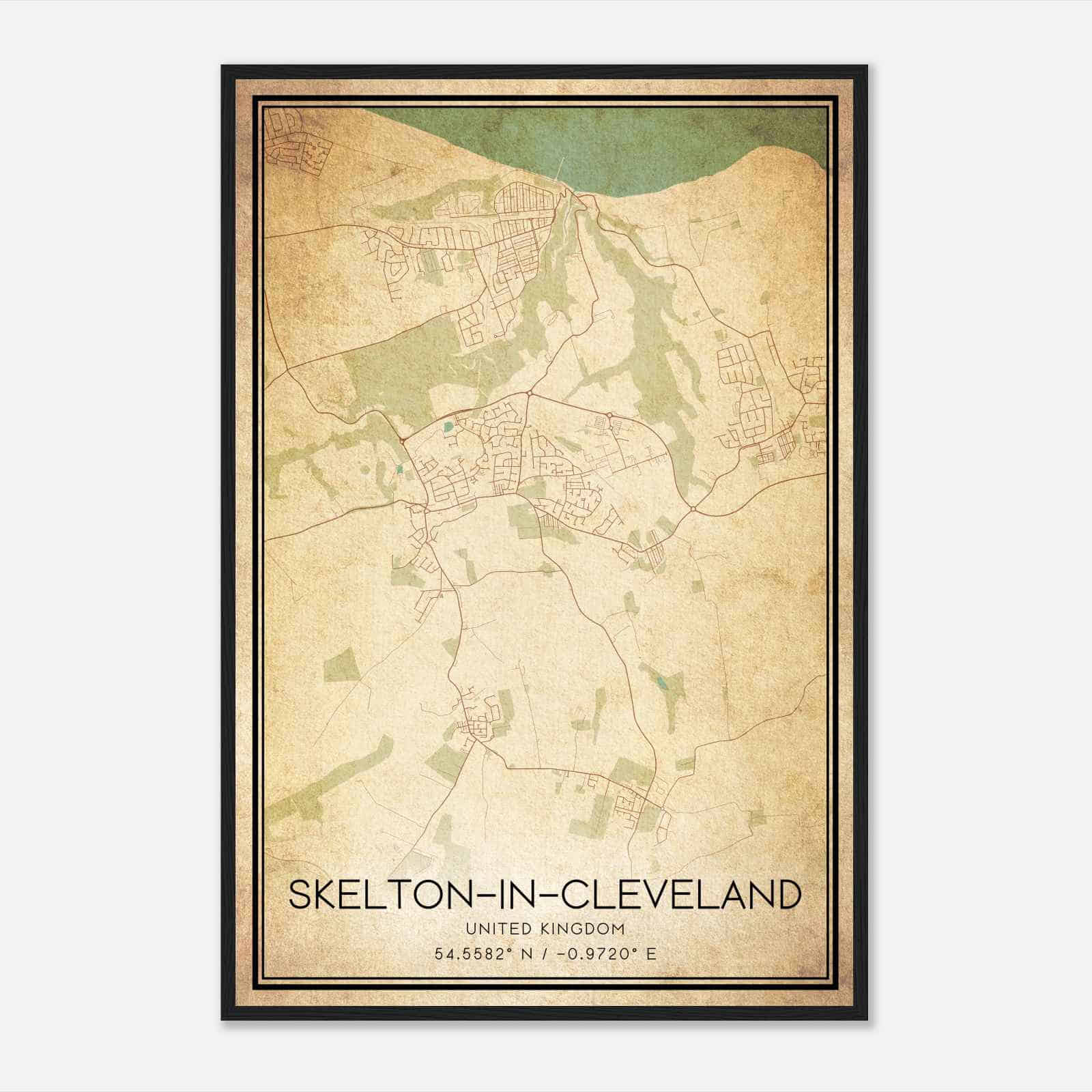 Vintage Skelton United Kingdom Map Poster, Skelton City Road Wall Art Print - Custom Maps & Posters