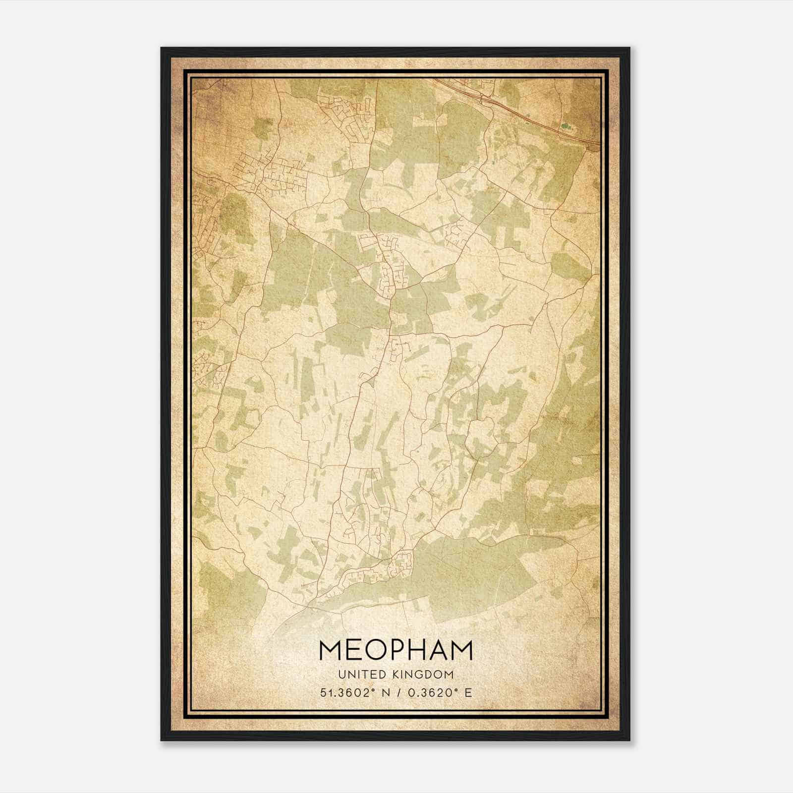 Vintage Meopham United Kingdom Map Poster, Meopham City Road Wall Art ...