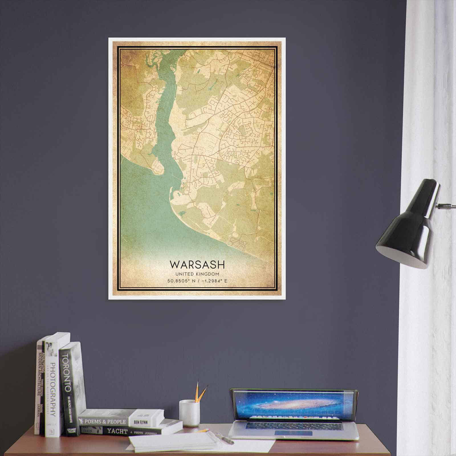 Vintage Warsash United Kingdom Map Poster, Warsash City Road Wall Art ...