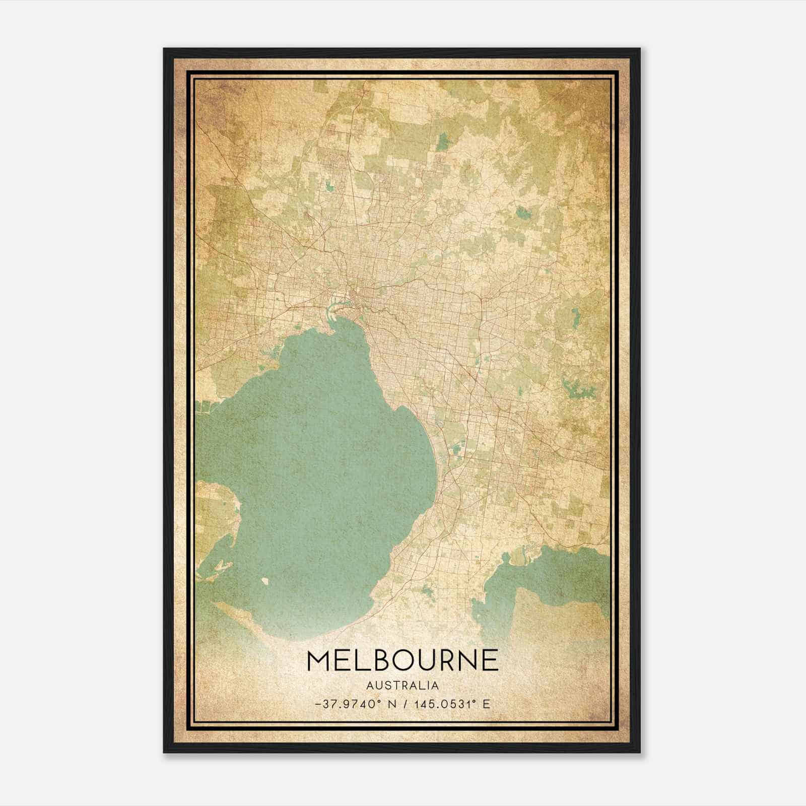 Vintage Melbourne Australia Map Poster, Melbourne City Road Wall Art ...