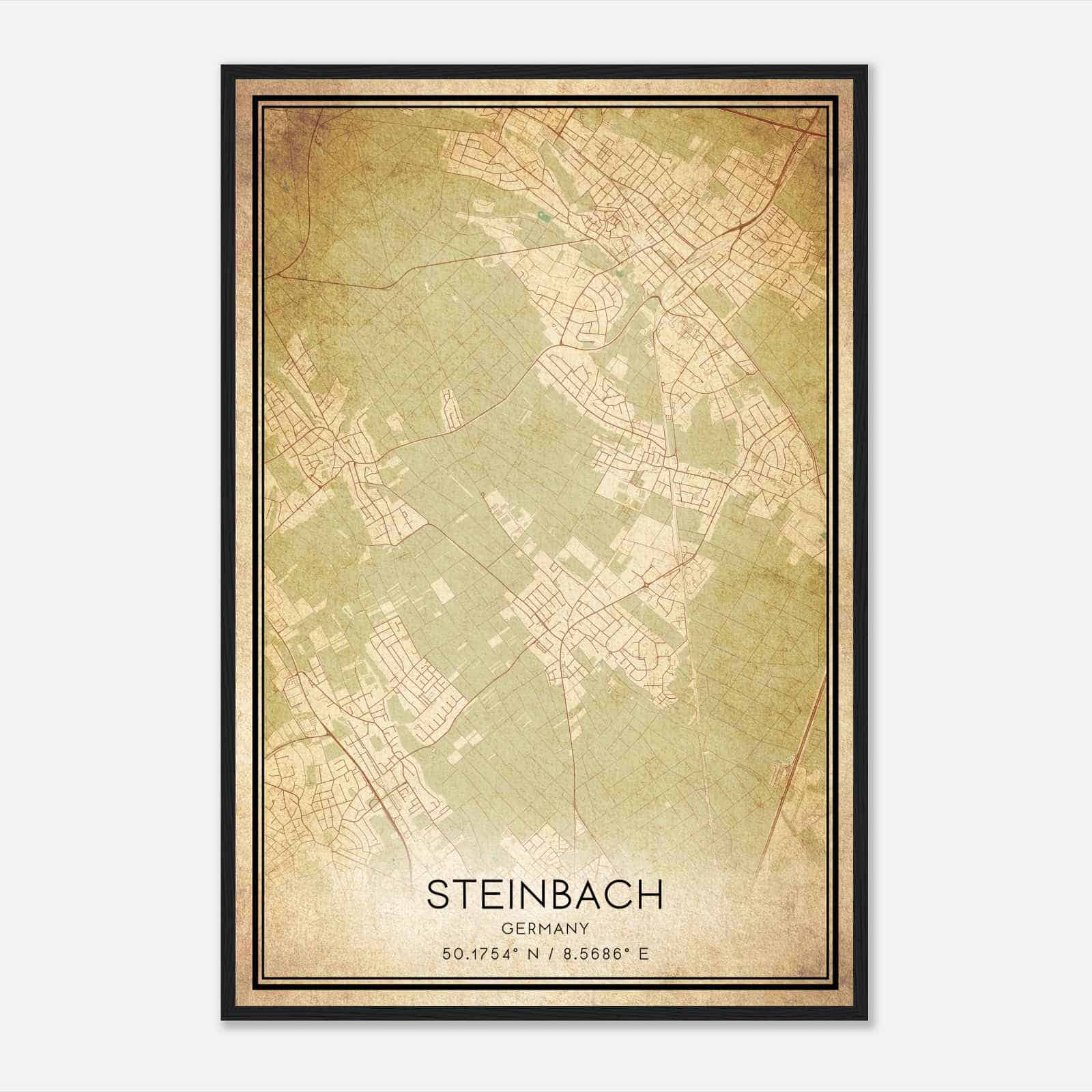 Vintage Steinbach am Taunus Germany Map Poster, Steinbach am Taunus ...