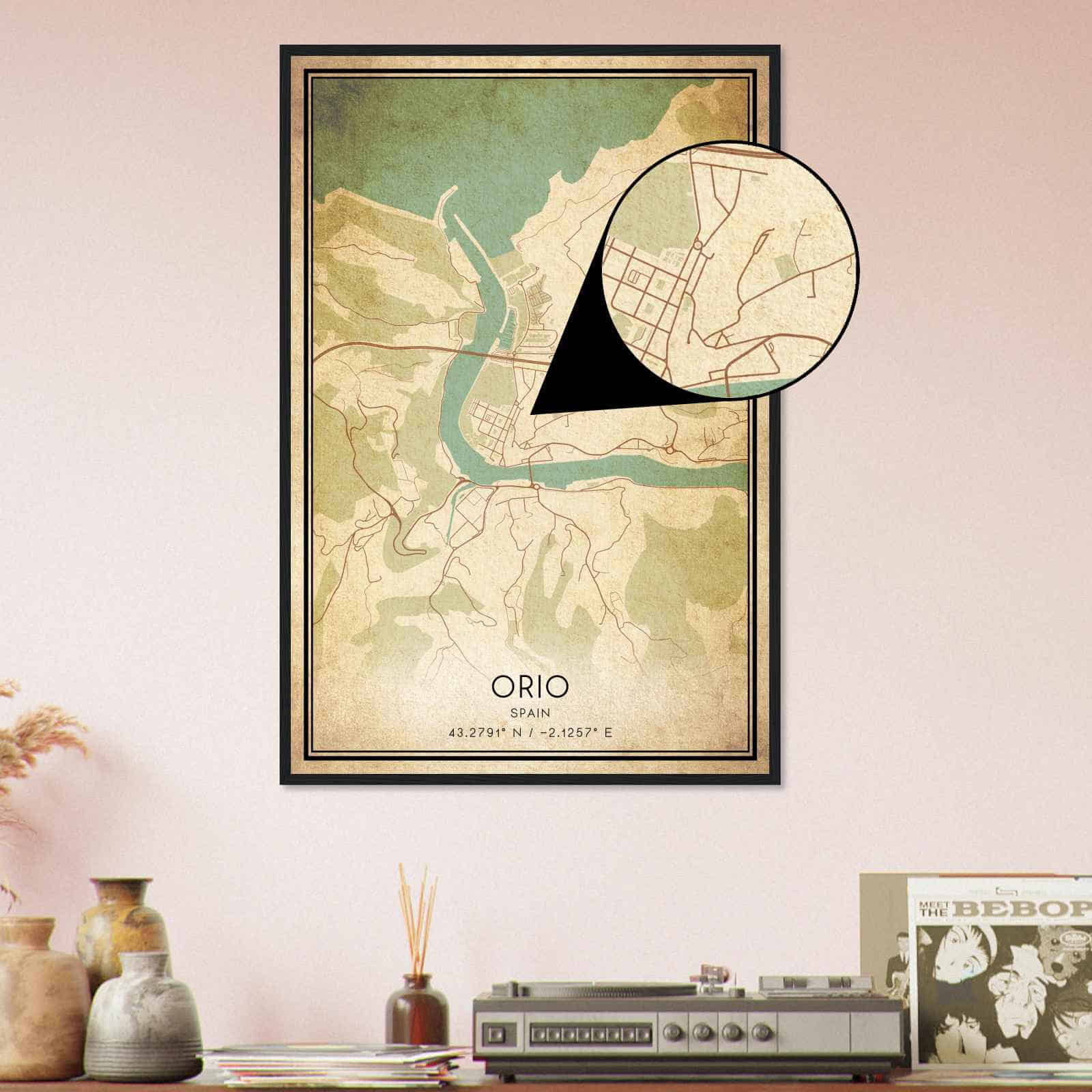 Vintage Orio Spain Map Poster, Orio City Road Wall Art Print - Custom ...