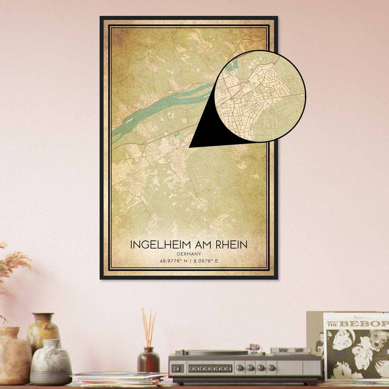 Vintage Ingelheim Germany Map Poster, Ingelheim City Road Wall Art ...