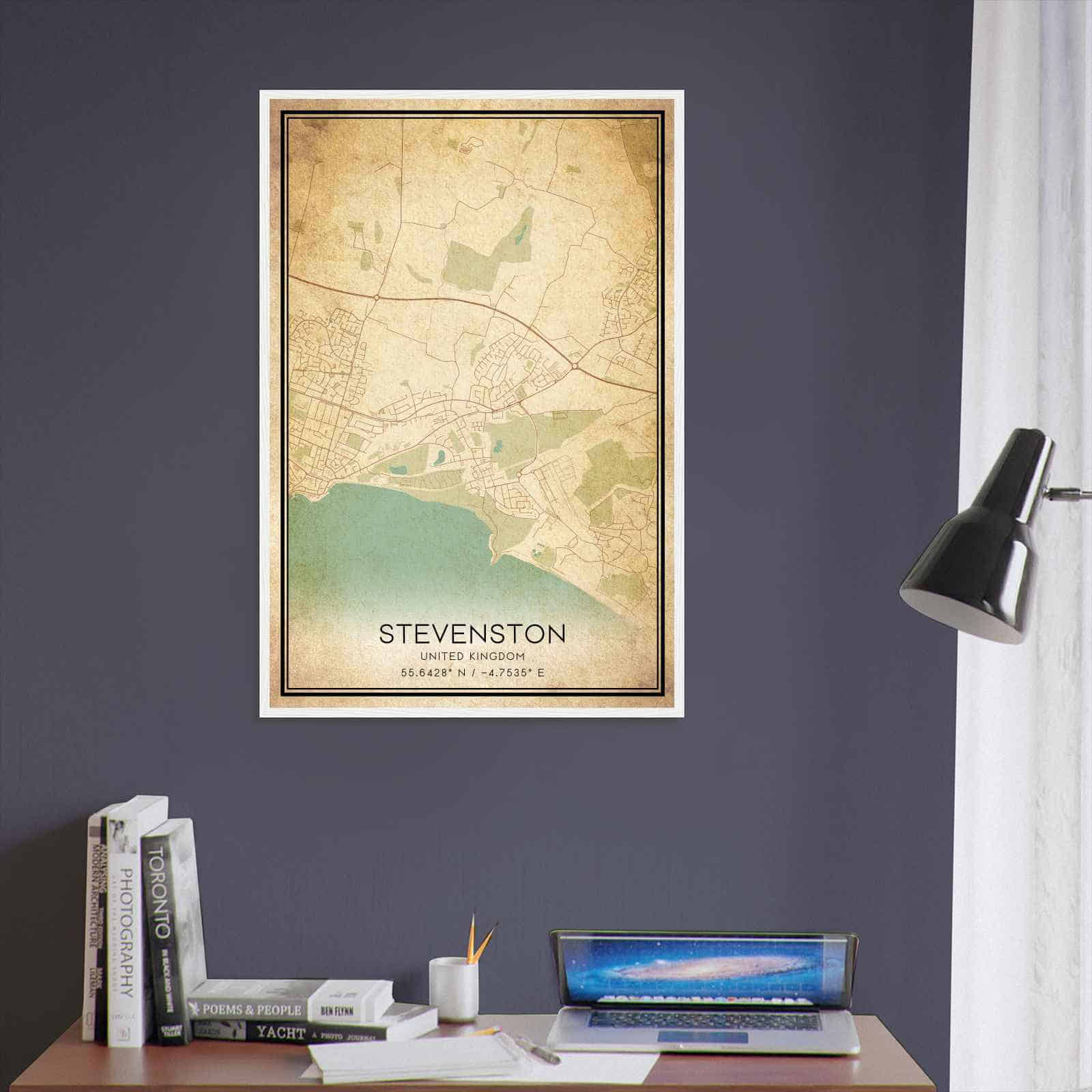 Vintage Stevenston United Kingdom Map Poster, Stevenston City Road Wall ...