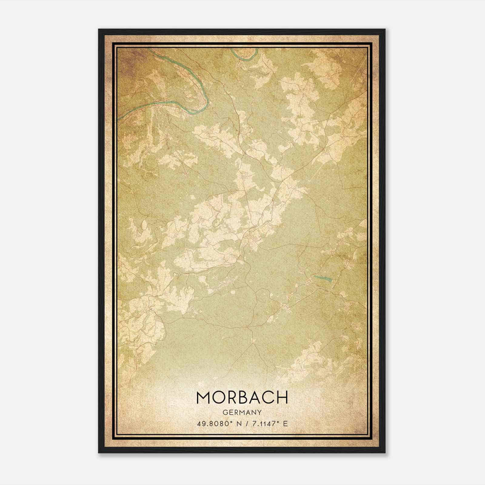 Vintage Morbach Germany Map Poster, Morbach City Road Wall Art Print ...