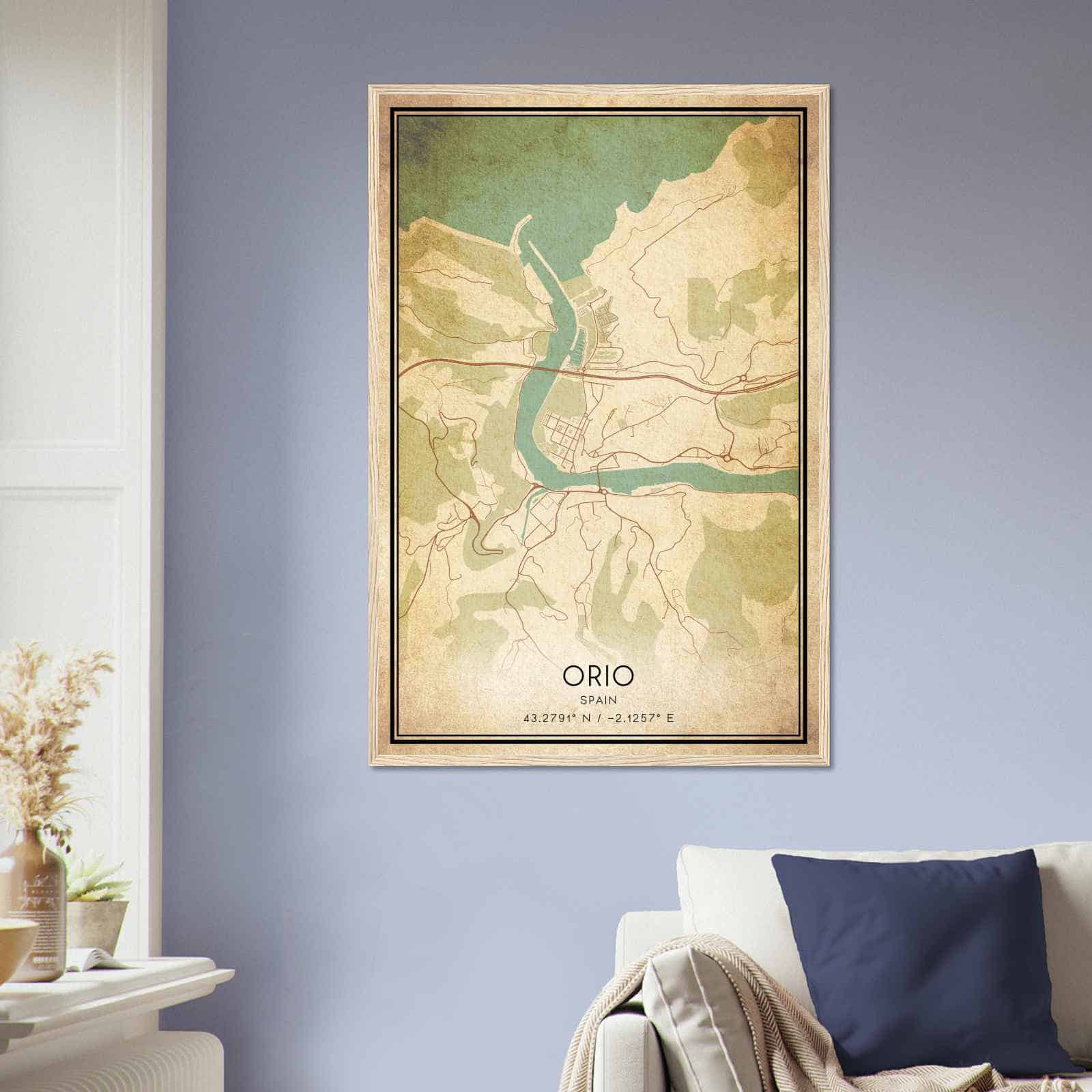 Vintage Orio Spain Map Poster, Orio City Road Wall Art Print - Custom ...