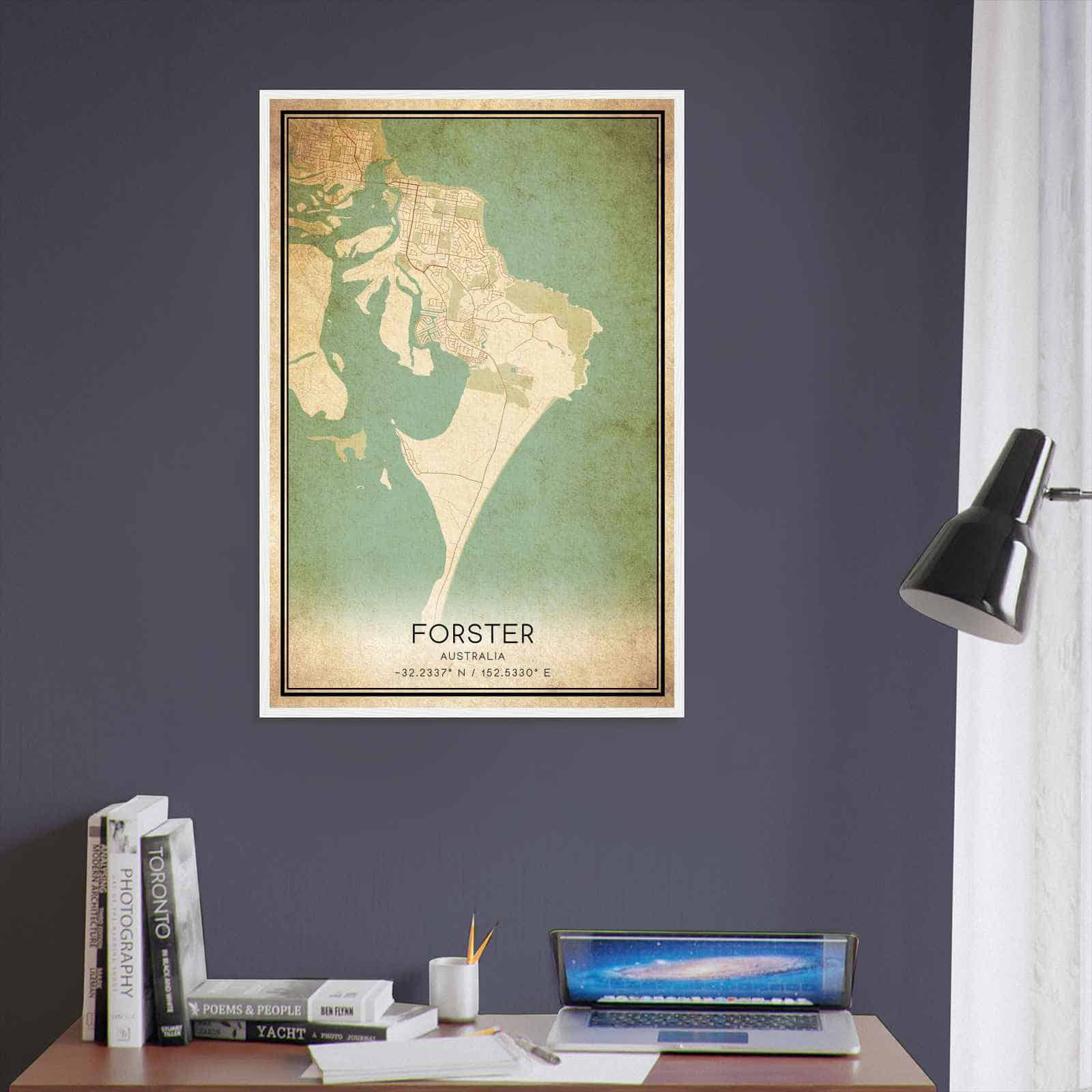 Vintage Forster Australia Map Poster, Forster City Road Wall Art Print ...