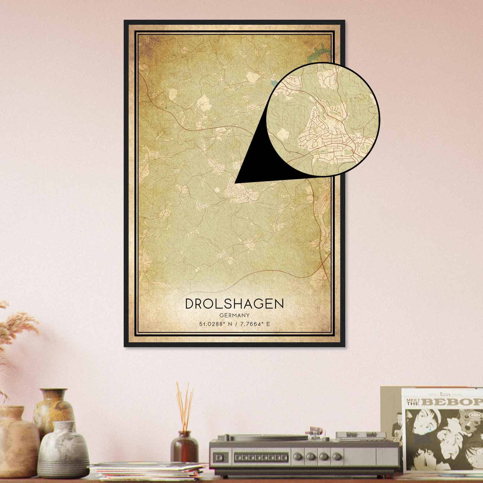 Vintage Drolshagen Germany Map Poster, Drolshagen City Road Wall Art ...