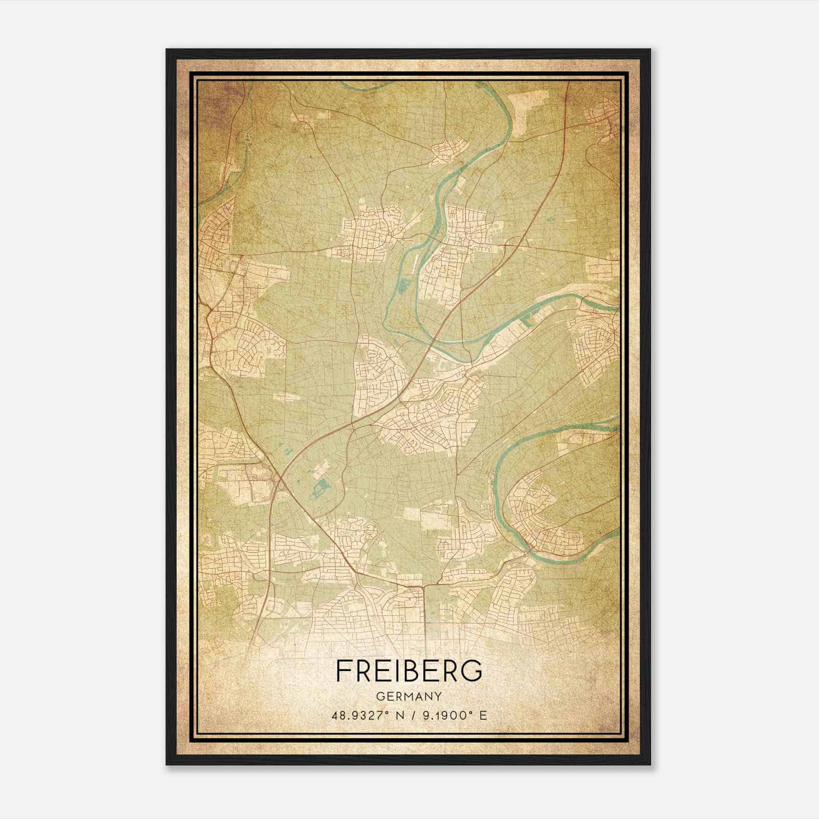 Vintage Freiberg am Neckar Germany Map Poster, Freiberg am Neckar City ...