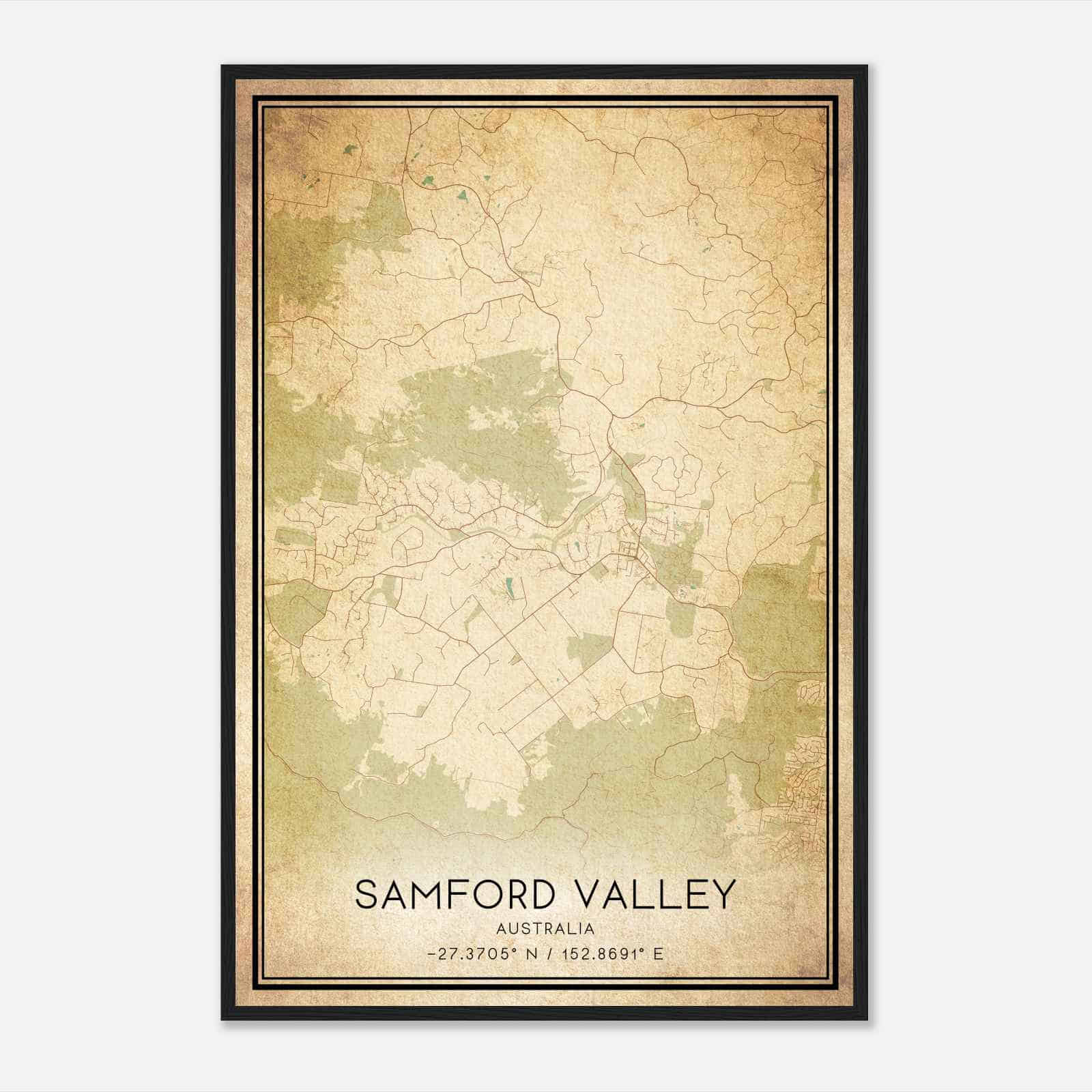 Vintage Samford Australia Map Poster, Samford City Road Wall Art Print ...