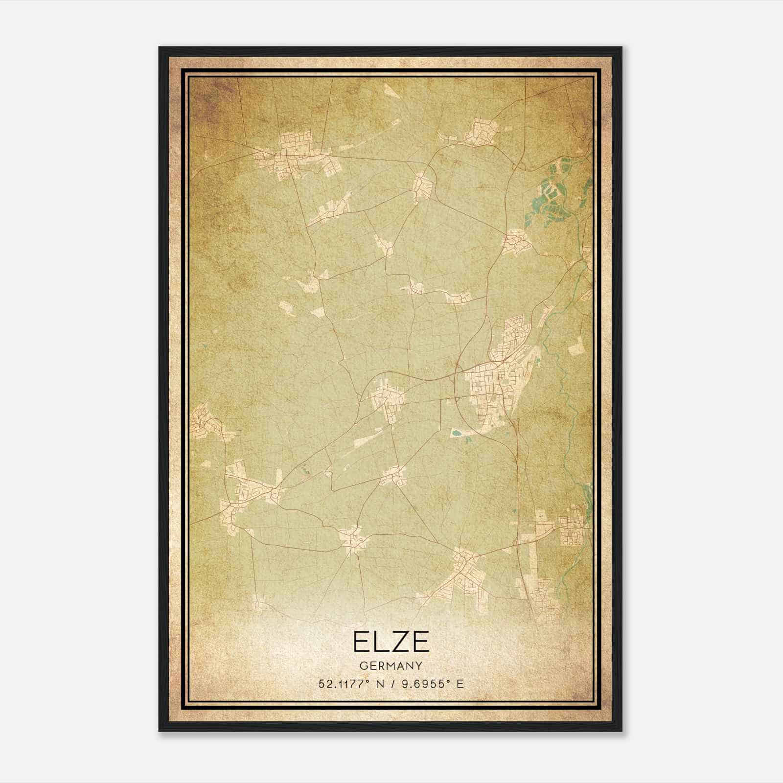 Vintage Elze Germany Map Poster, Elze City Road Wall Art Print - Custom ...
