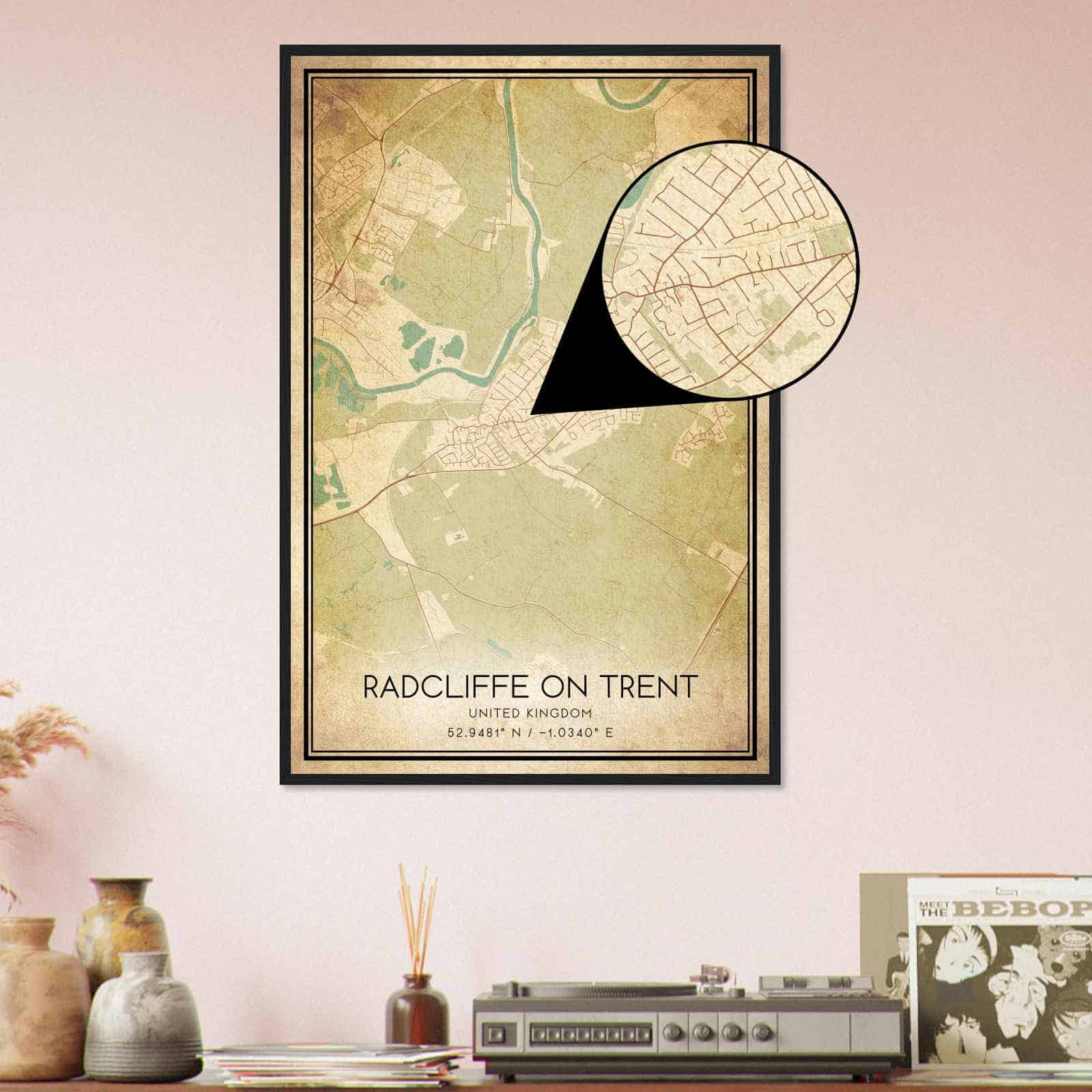 Vintage Radcliffe on Trent United Kingdom Map Poster, Radcliffe on ...