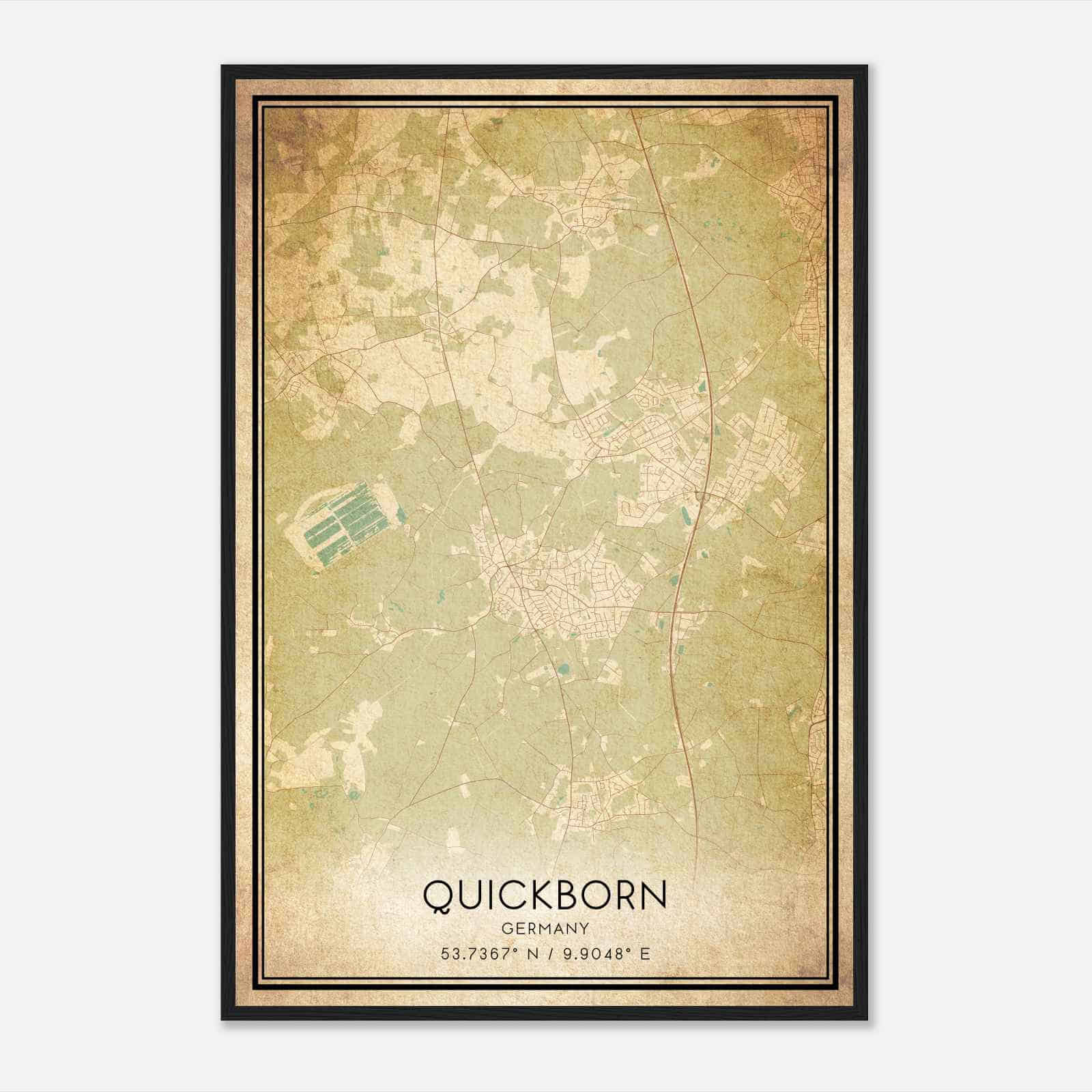 Vintage Quickborn Germany Map Poster, Quickborn City Road Wall Art ...