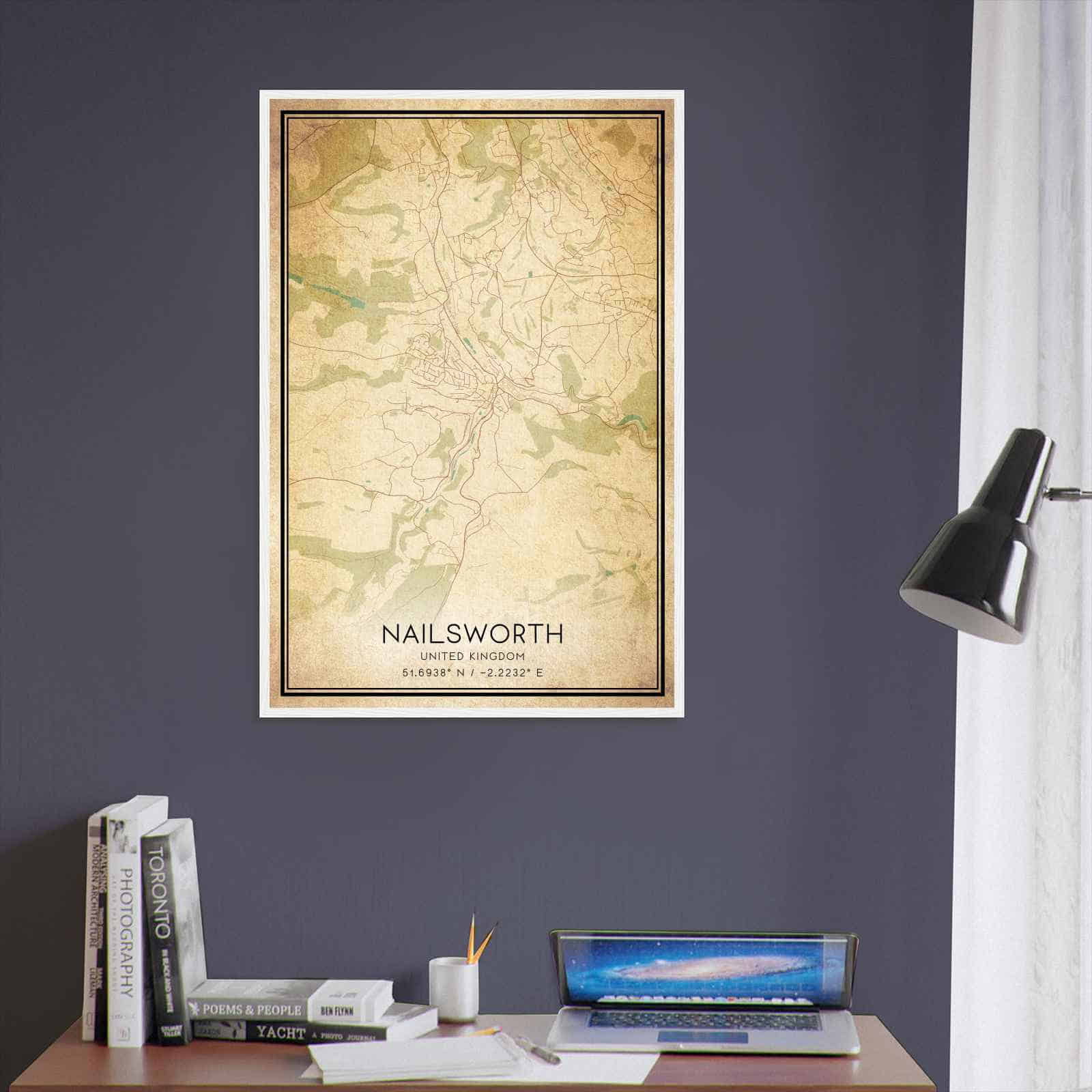 Vintage Nailsworth United Kingdom Map Poster, Nailsworth City Road Wall ...