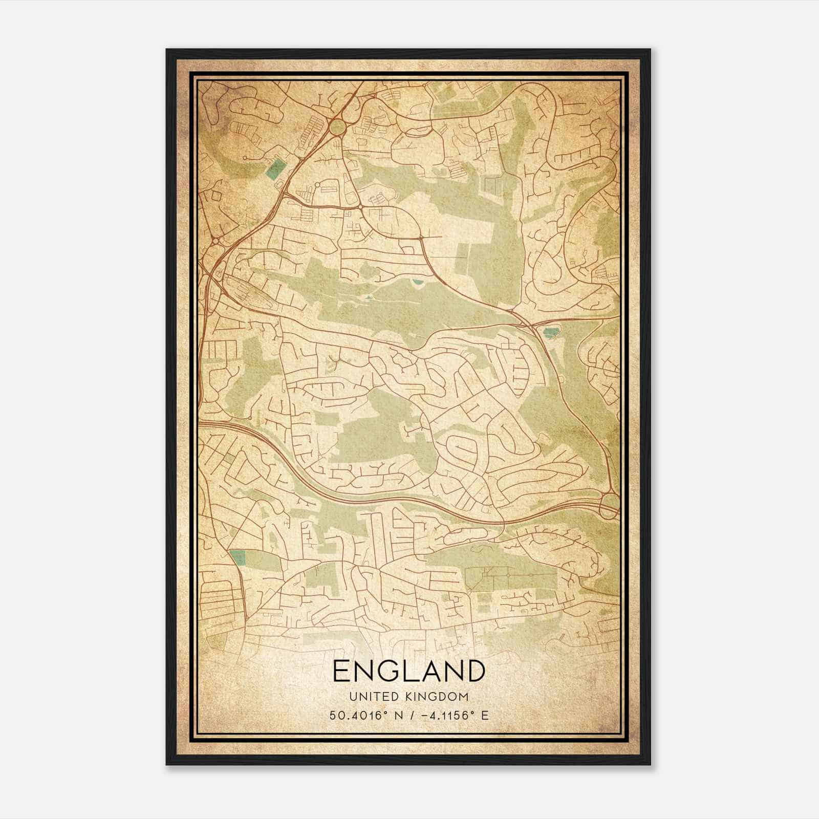 Vintage Egg Buckland United Kingdom Map Poster, Egg Buckland City Road ...