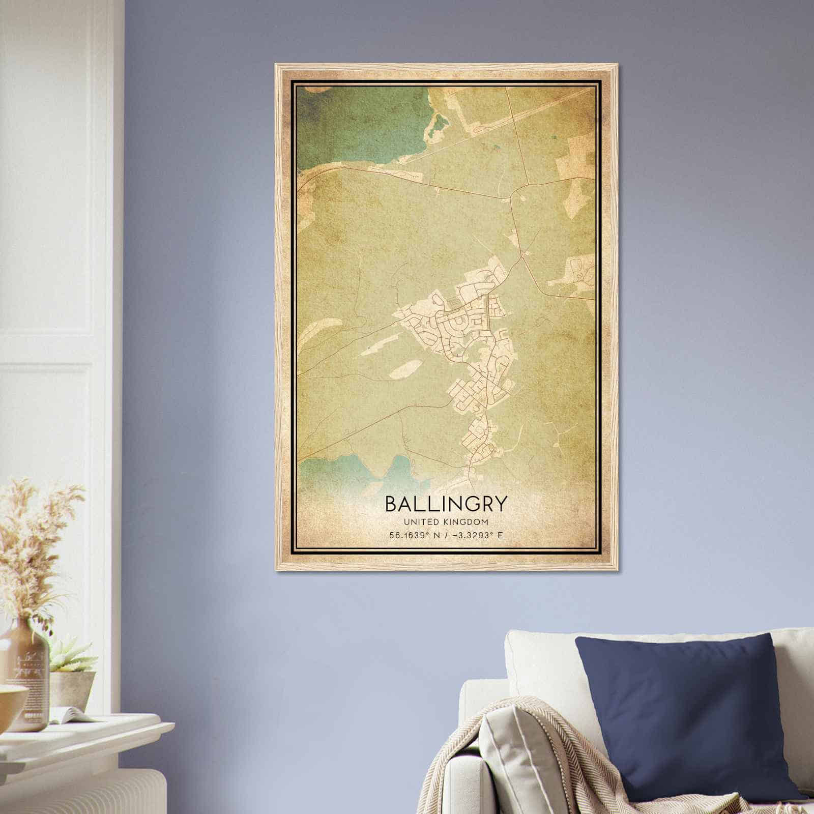 Vintage Ballingry United Kingdom Map Poster, Ballingry City Road Wall ...