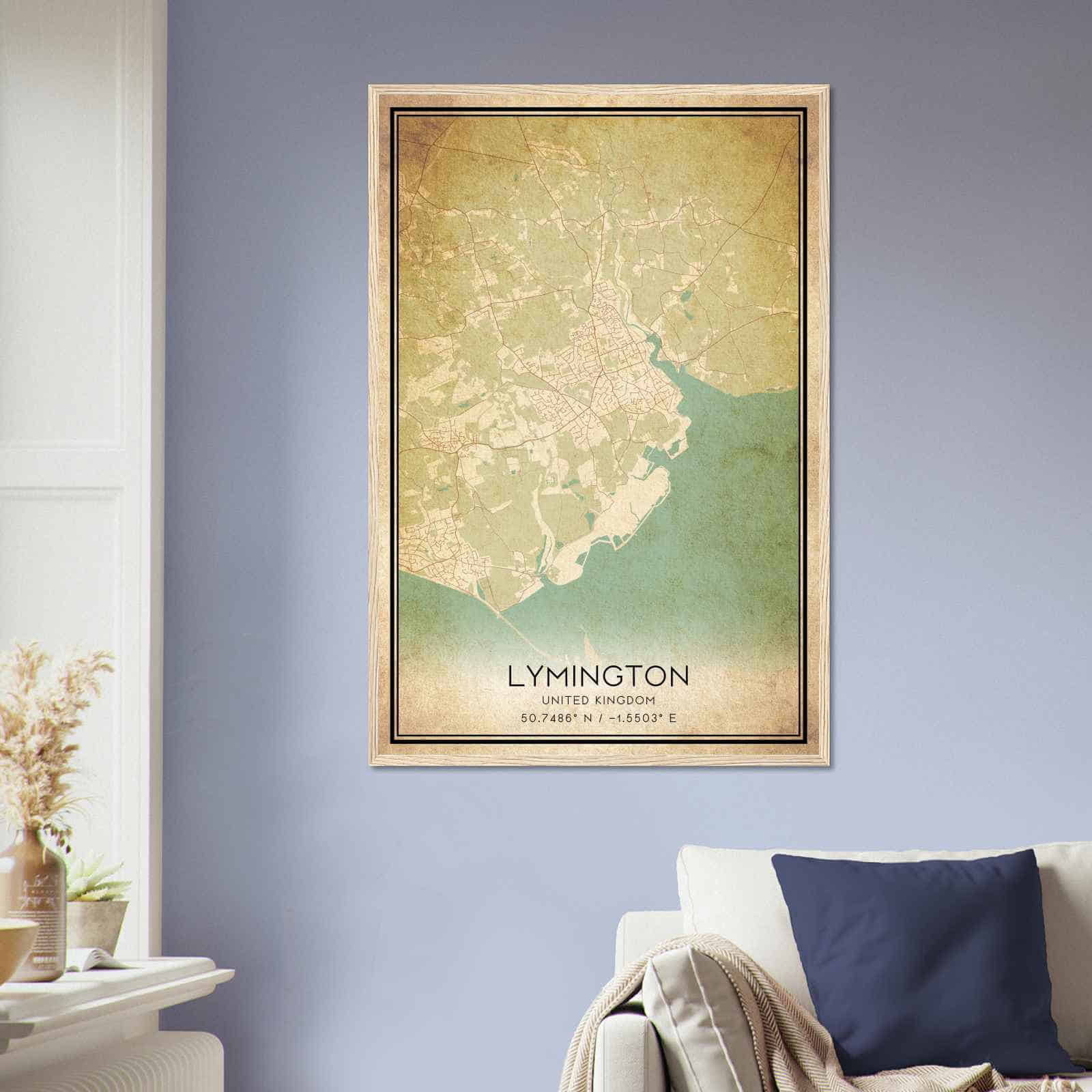 Vintage Lymington United Kingdom Map Poster, Lymington City Road Wall ...