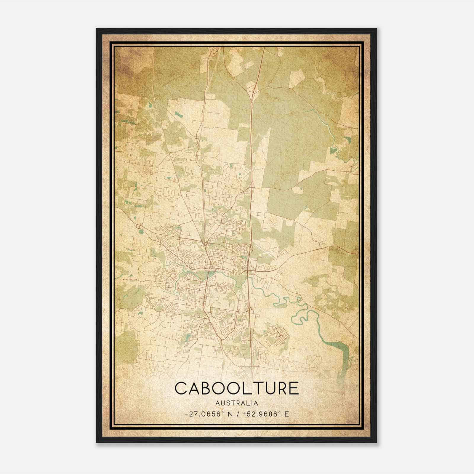 Vintage Caboolture Australia Map Poster, Caboolture City Road Wall Art ...