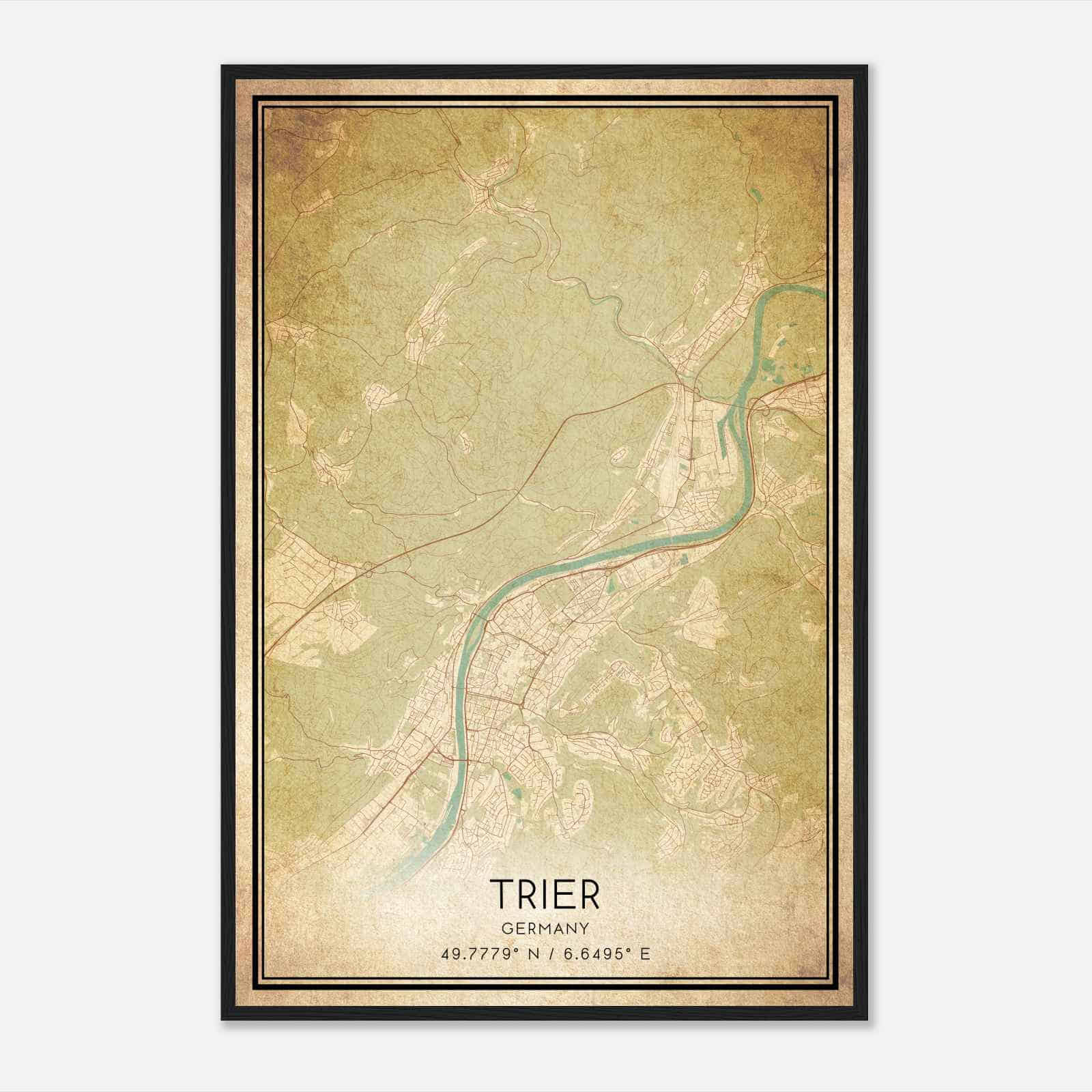 Vintage Trier Germany Map Poster, Trier City Road Wall Art Print ...
