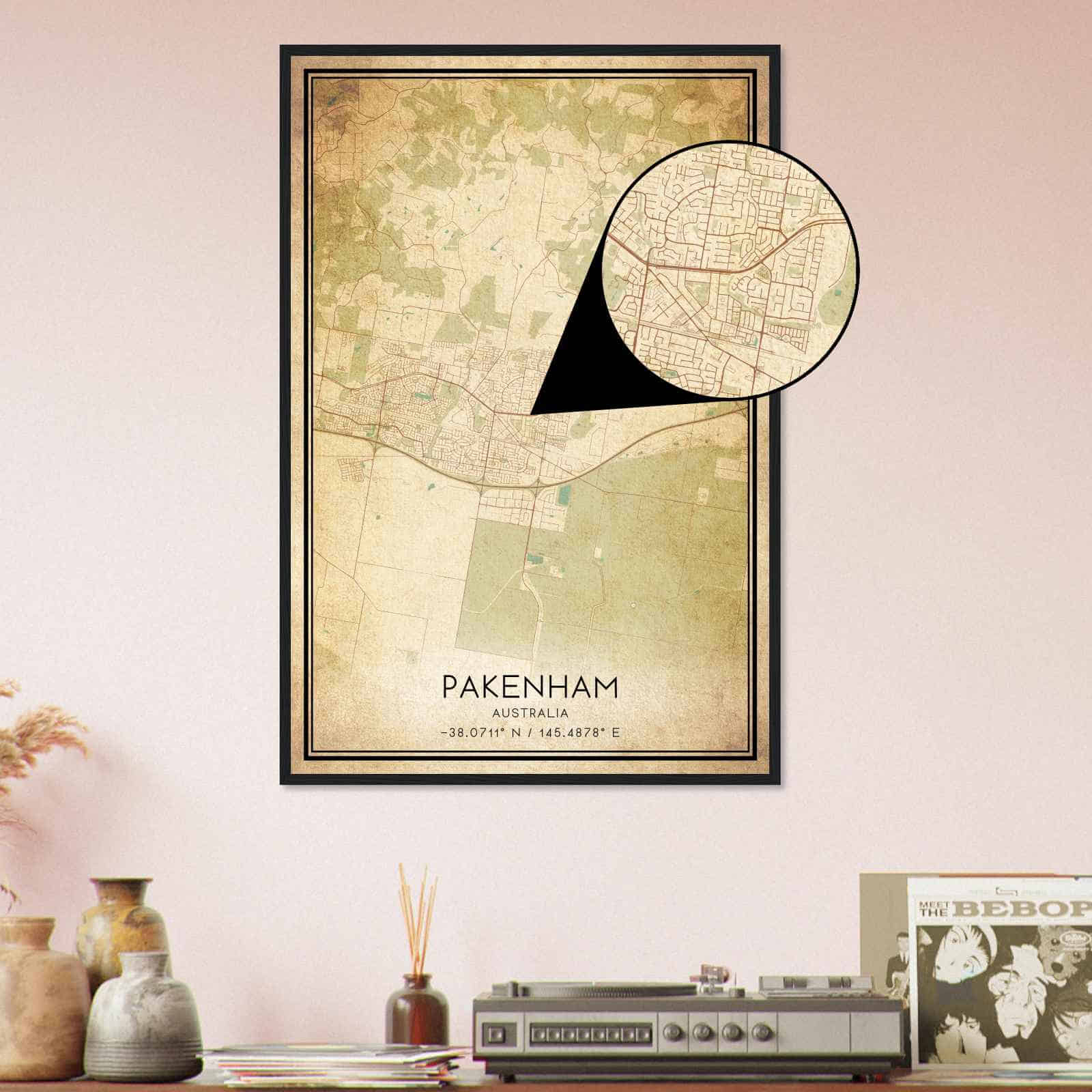 Vintage Pakenham Australia Map Poster, Pakenham City Road Wall Art ...