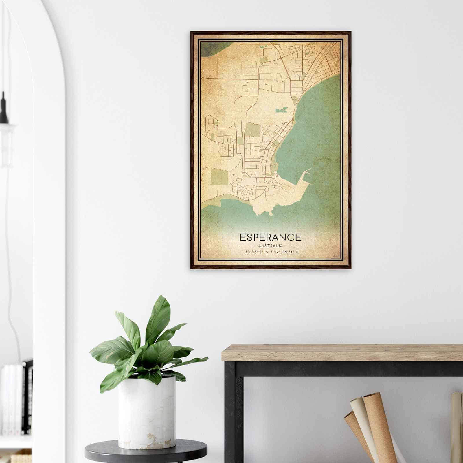 Vintage Esperance Australia Map Poster, Esperance City Road Wall Art ...