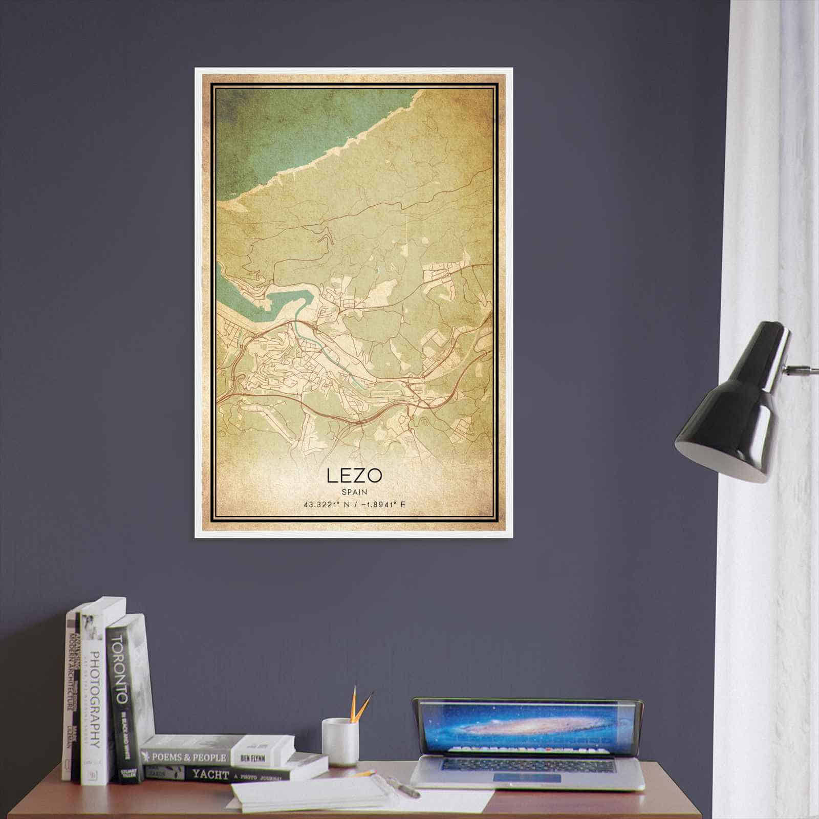 Vintage Lezo Spain Map Poster, Lezo City Road Wall Art Print - Custom ...