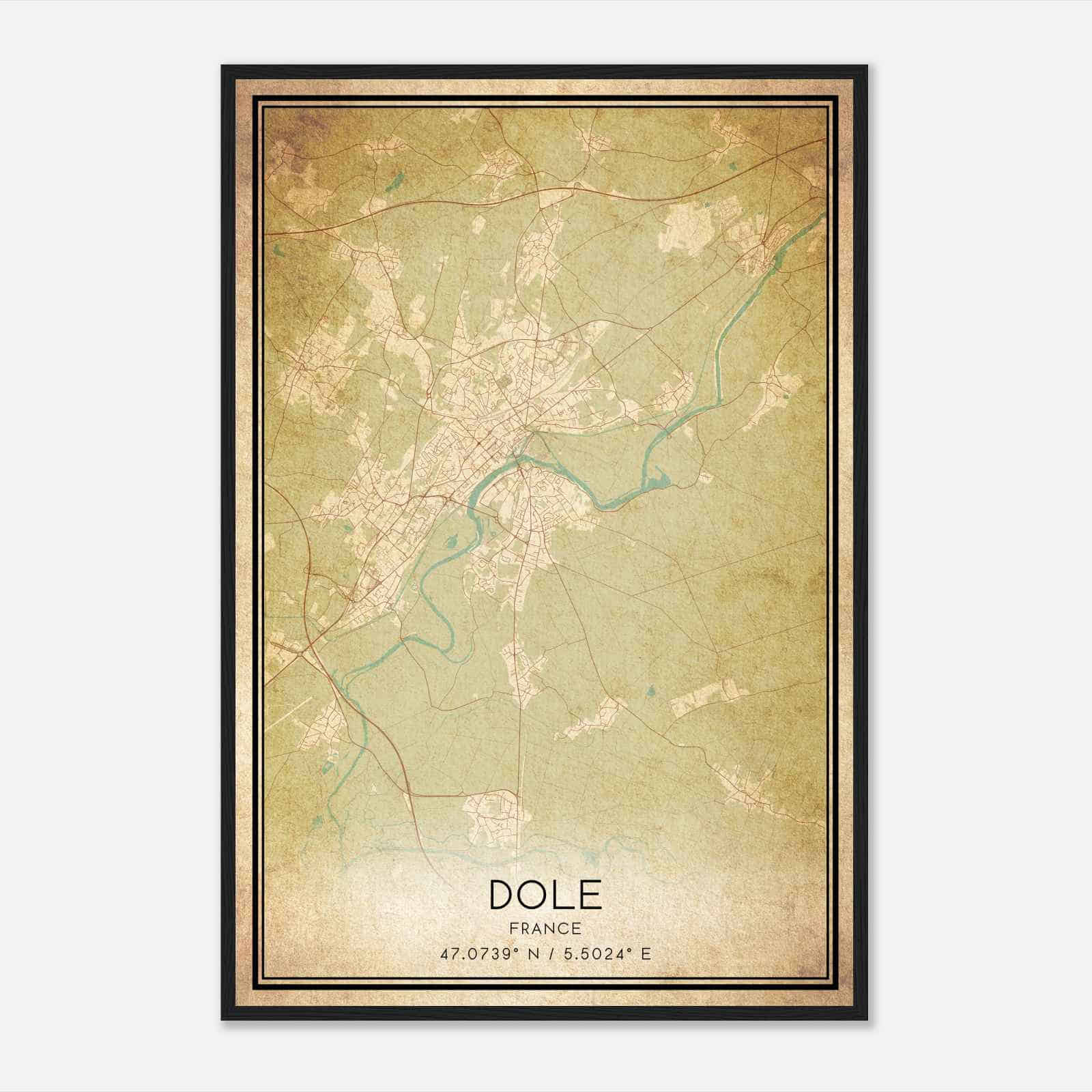Vintage Dole France Map Poster, Dole City Road Wall Art Print - Custom ...