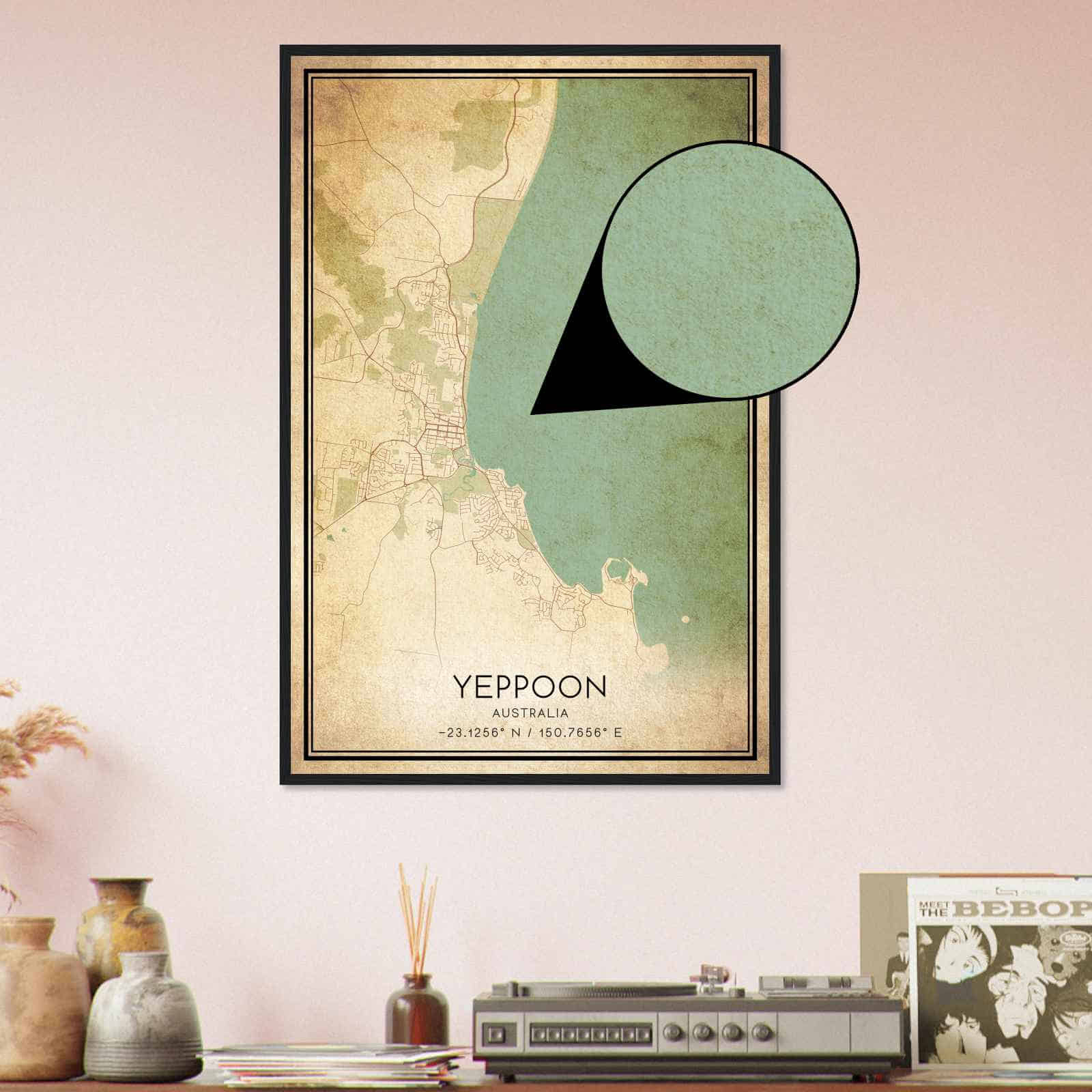 Vintage Yeppoon Australia Map Poster, Yeppoon City Road Wall Art Print ...
