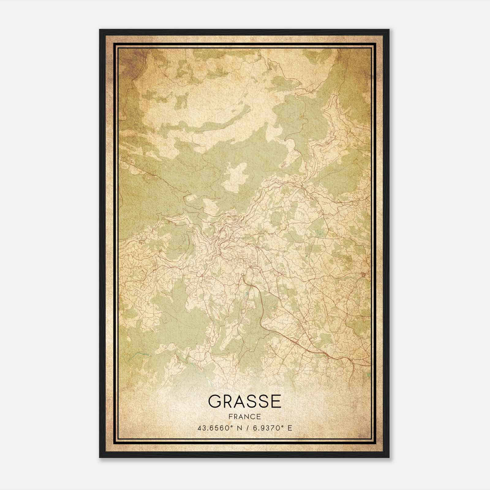 Vintage Grasse France Map Poster, Grasse City Road Wall Art Print ...
