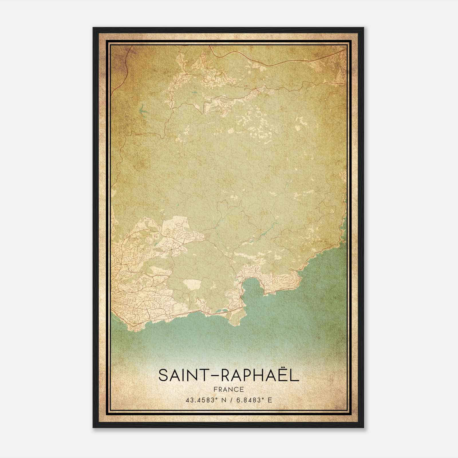 Vintage Saint-Raphael France Map Poster, Saint-Raphael City Road Wall ...