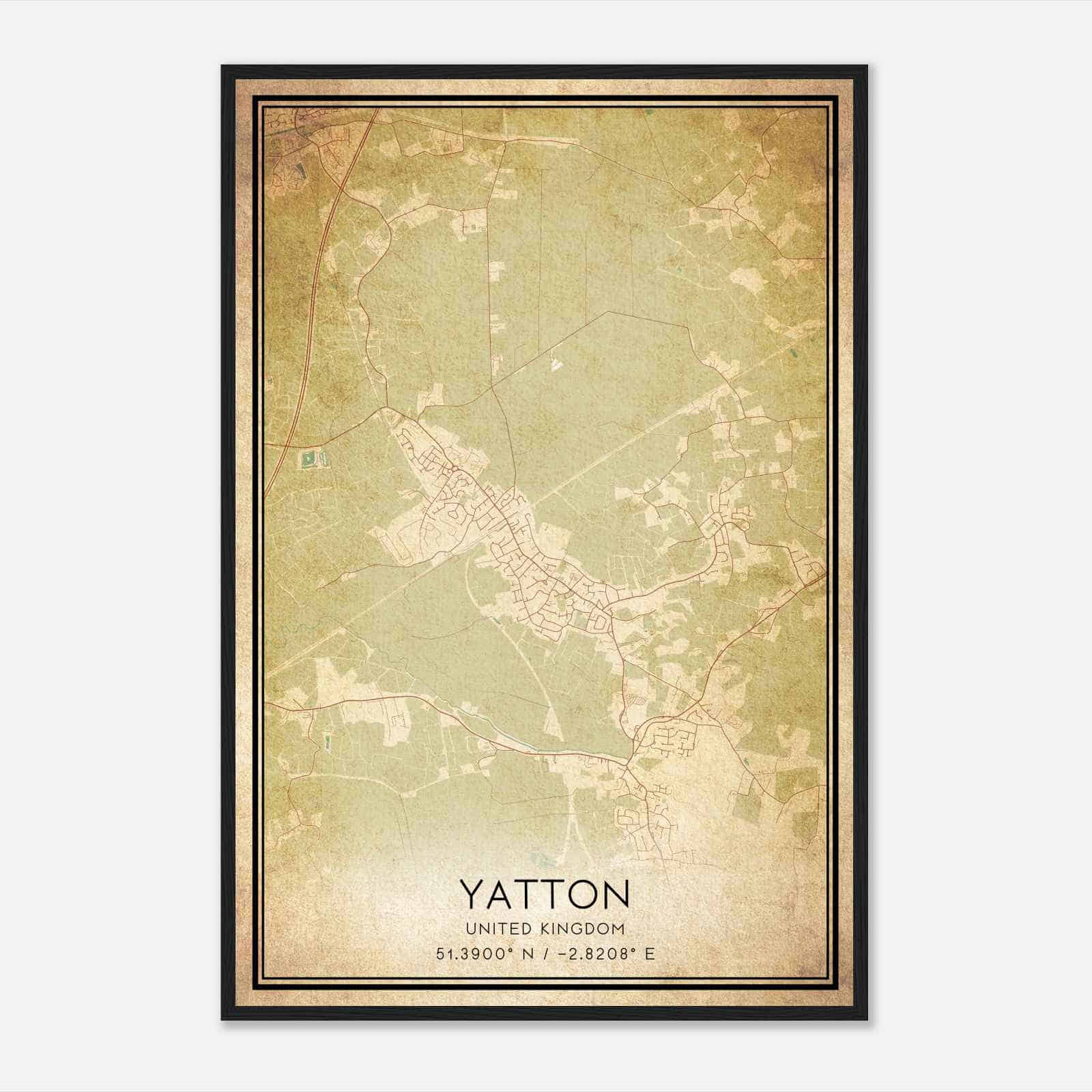 Vintage Yatton United Kingdom Map Poster, Yatton City Road Wall Art ...