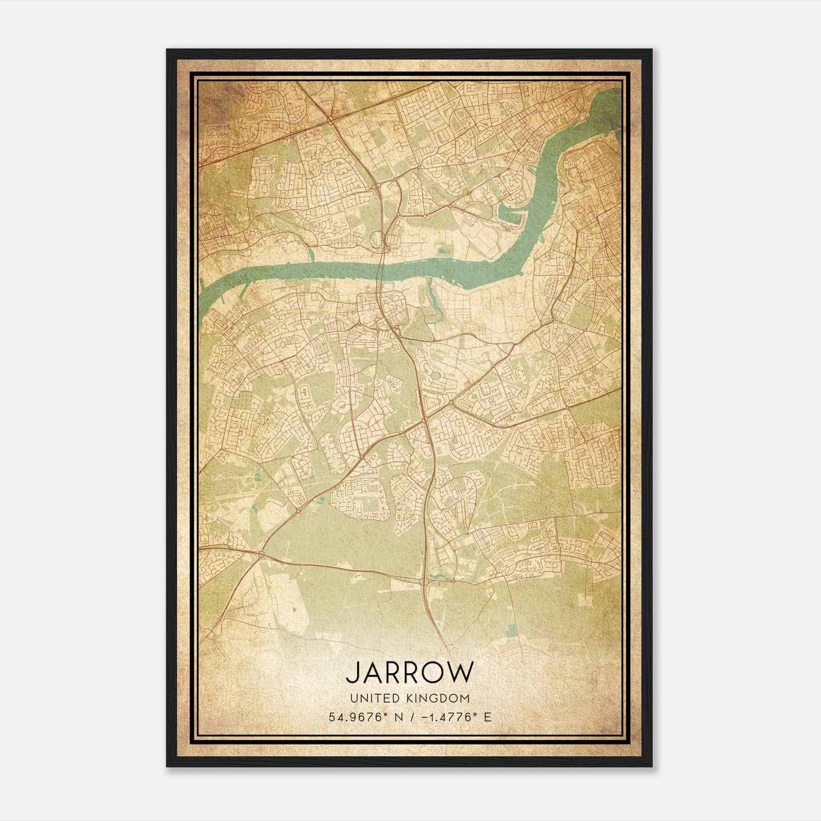 Vintage Jarrow United Kingdom Map Poster, Jarrow City Road Wall Art ...