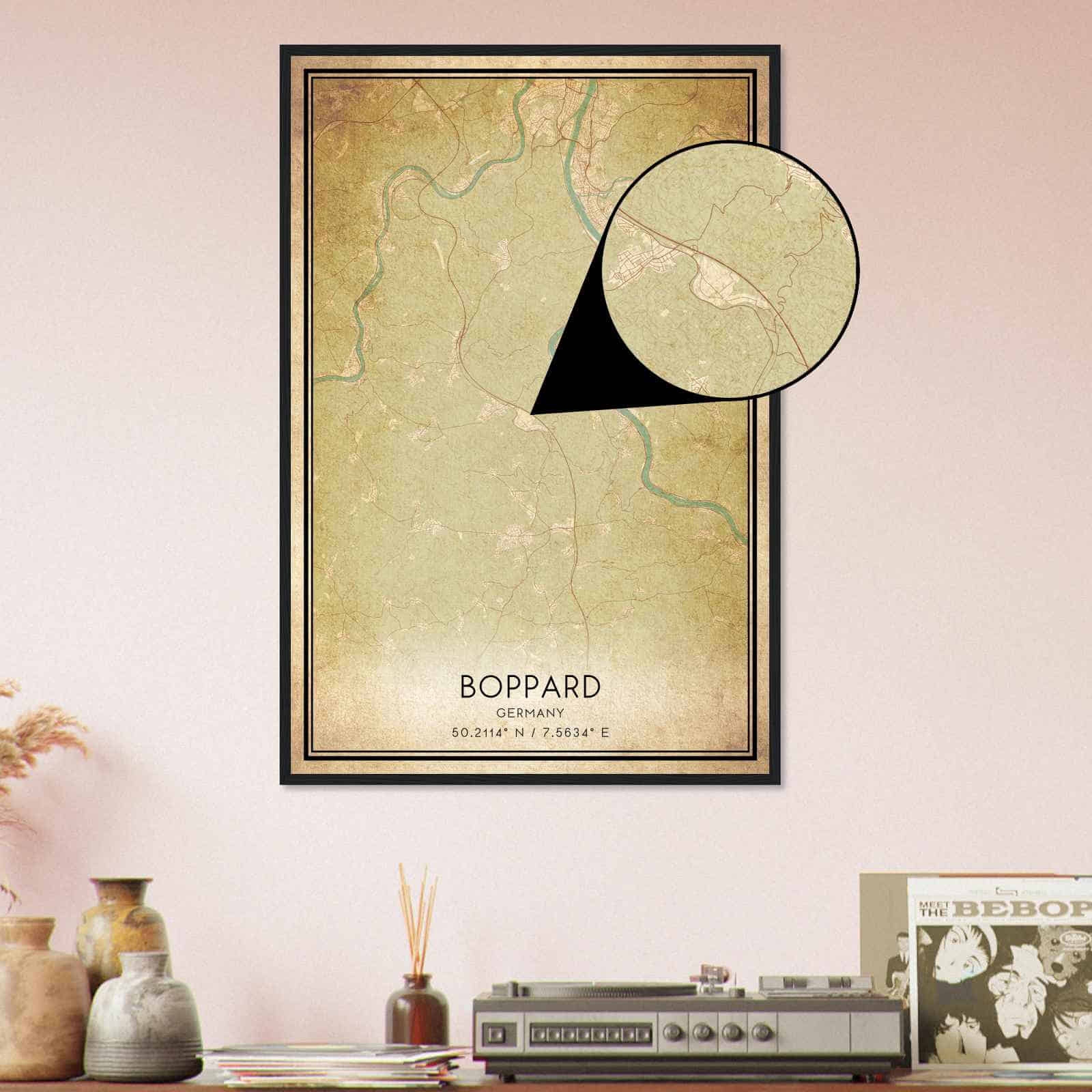 Vintage Boppard Germany Map Poster, Boppard City Road Wall Art Print ...