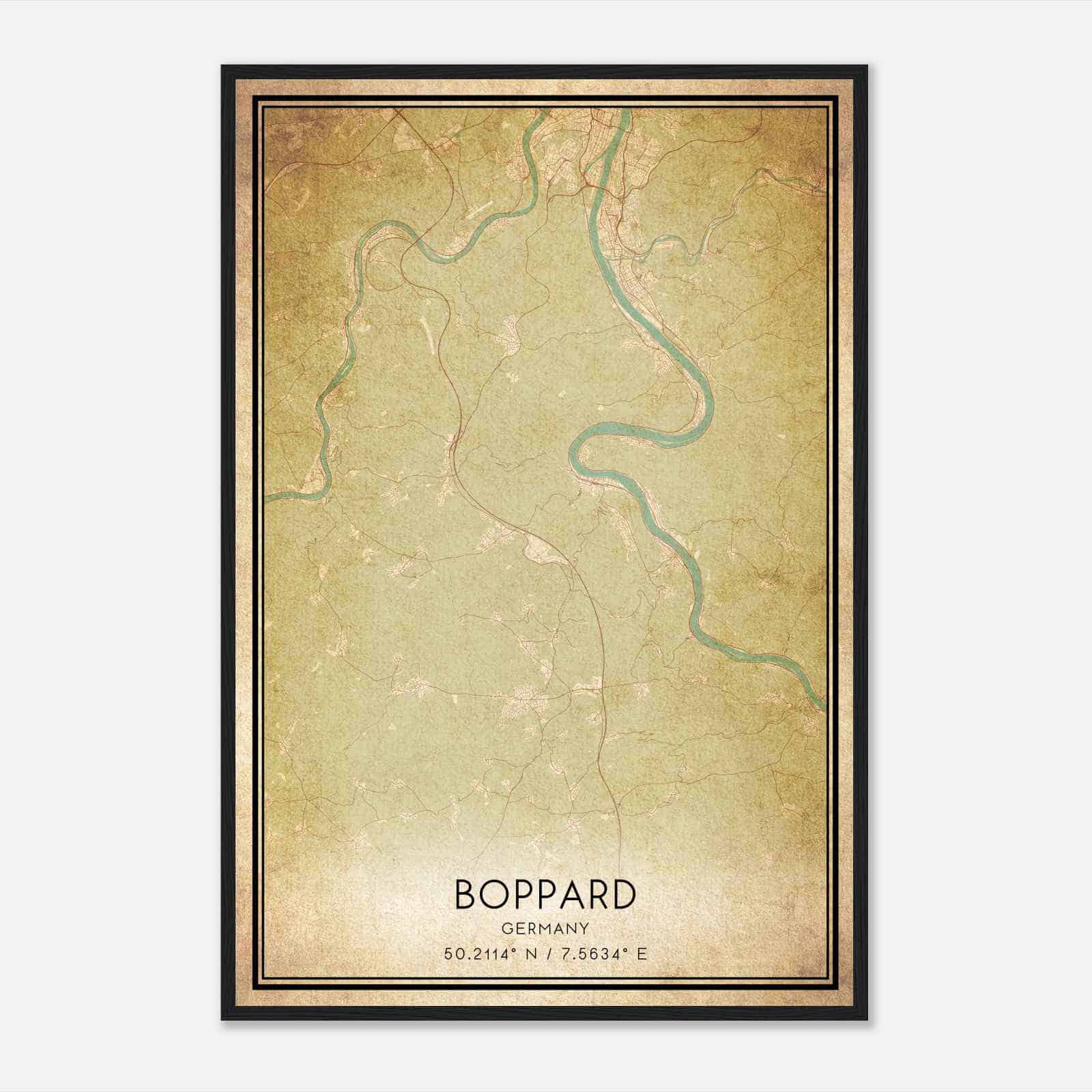 Vintage Boppard Germany Map Poster, Boppard City Road Wall Art Print ...