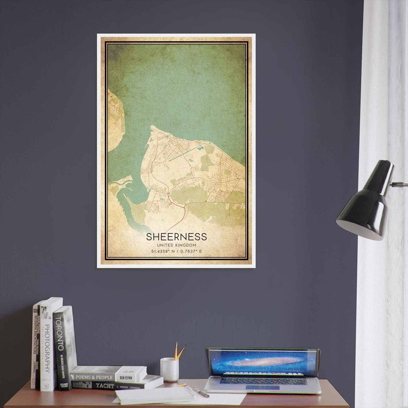 Vintage Sheerness United Kingdom Map Poster, Sheerness City Road Wall ...