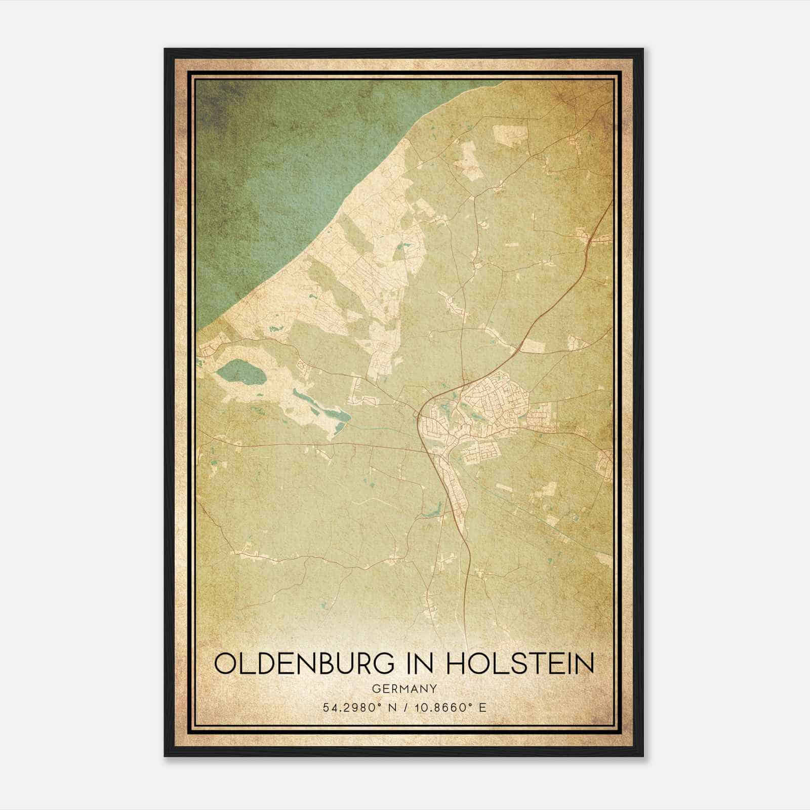 Vintage Oldenburg in Holstein Germany Map Poster, Oldenburg in Holstein ...