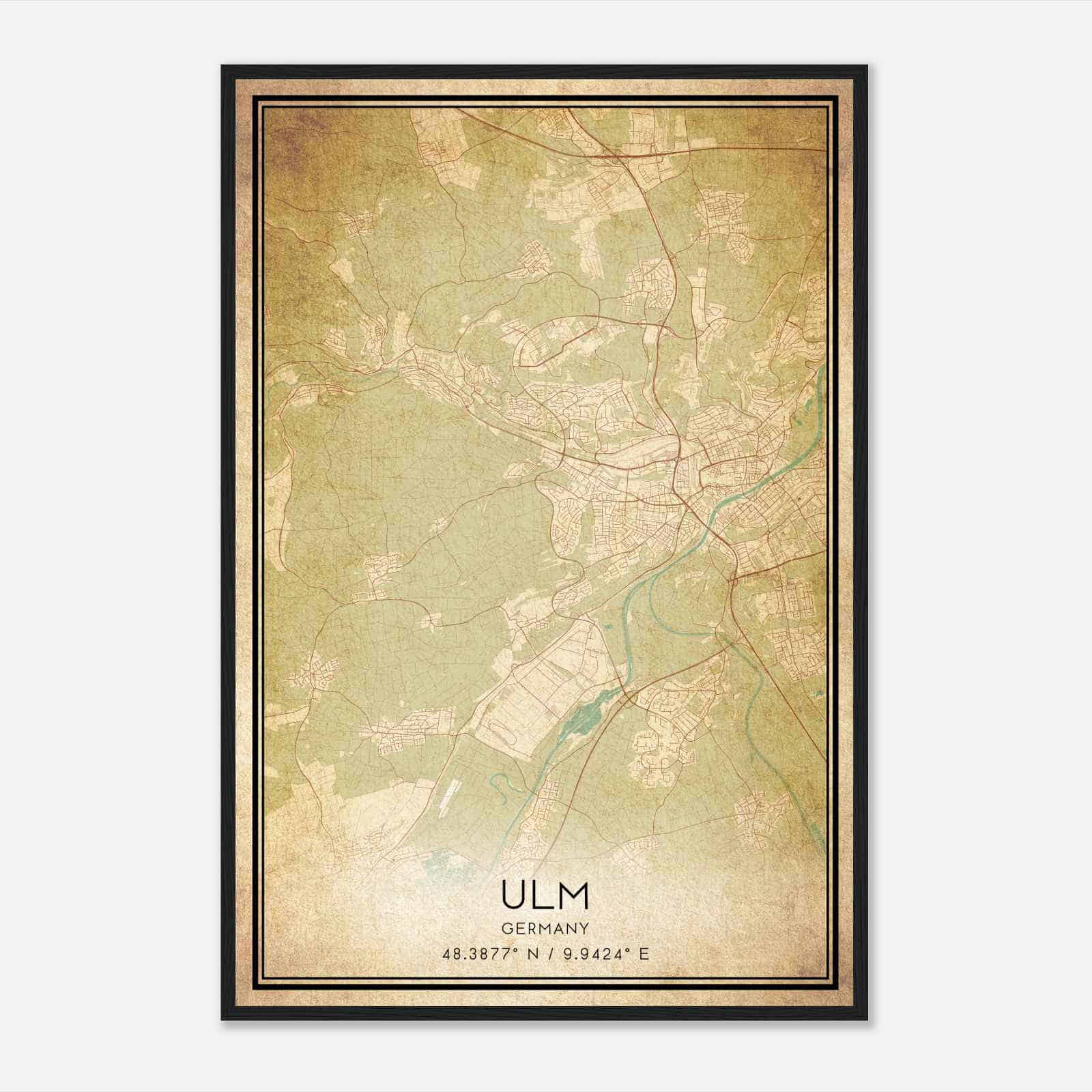 Vintage Ulm Germany Map Poster, Ulm City Road Wall Art Print - Custom ...