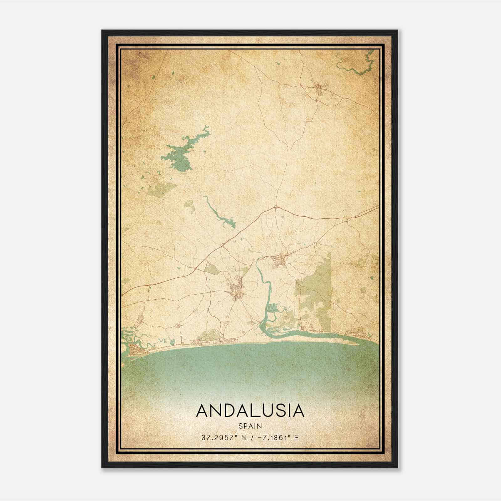 Vintage Lepe Spain Map Poster, Lepe City Road Wall Art Print - Custom ...
