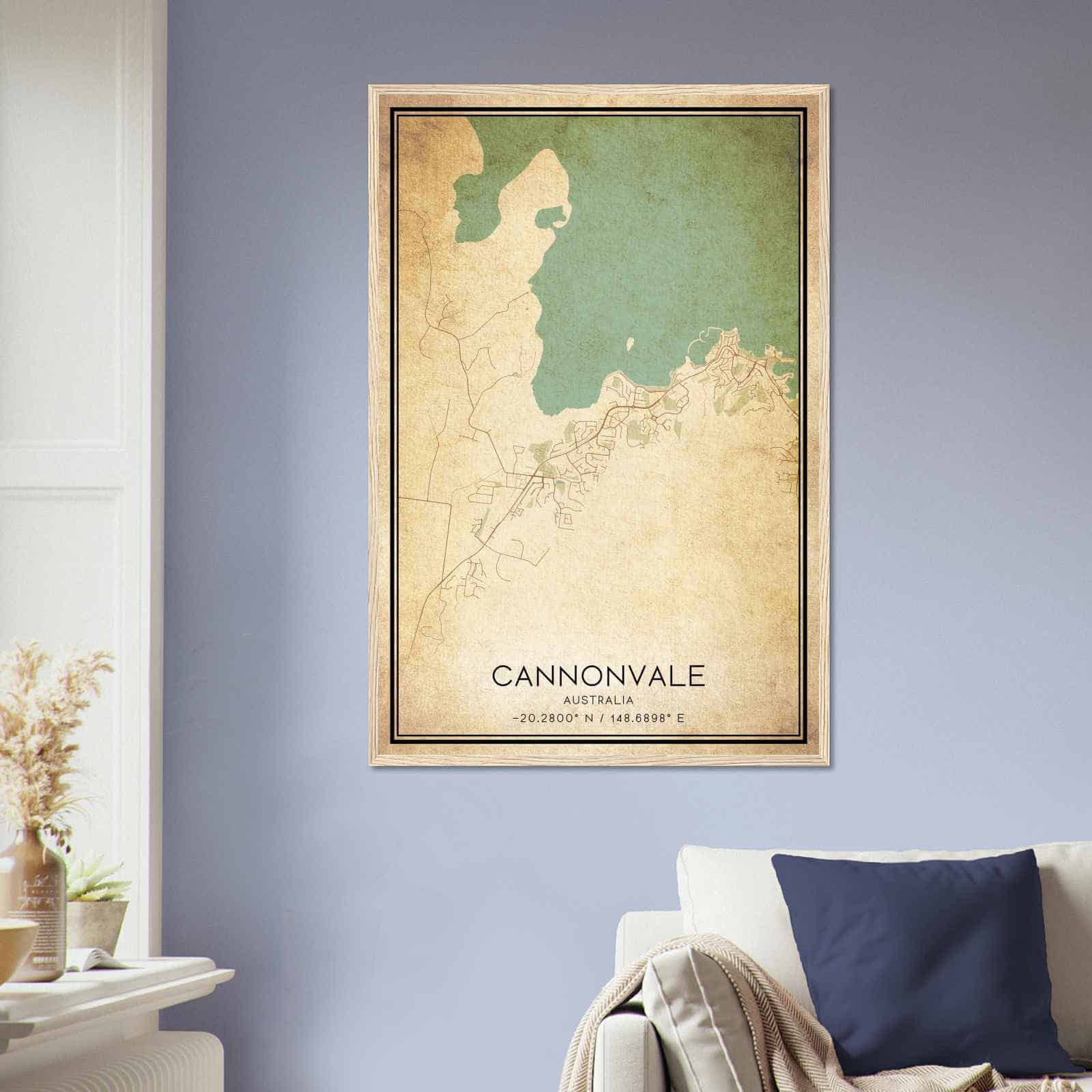 Vintage Cannonvale Australia Map Poster, Cannonvale City Road Wall Art ...