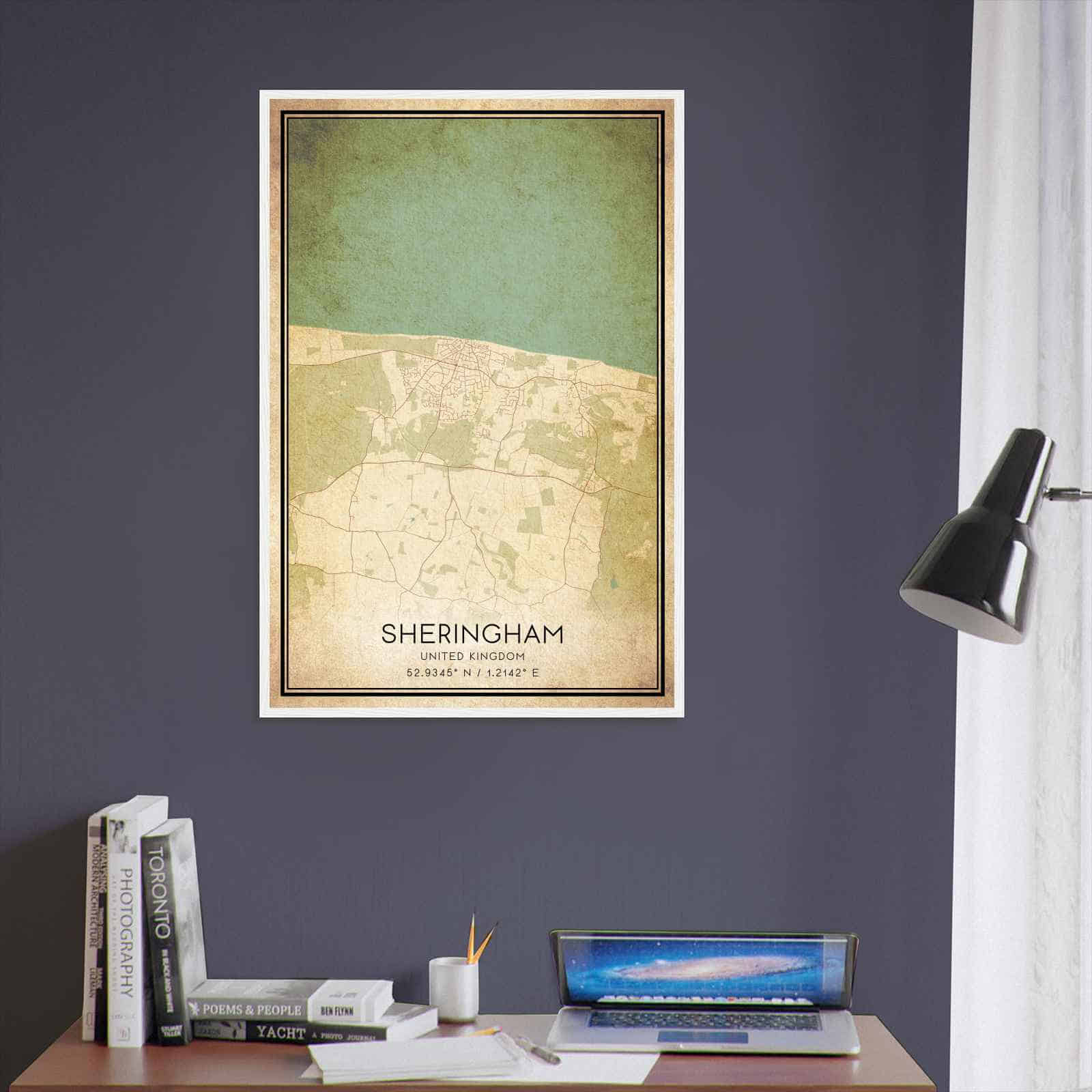 Vintage Sheringham United Kingdom Map Poster, Sheringham City Road Wall ...
