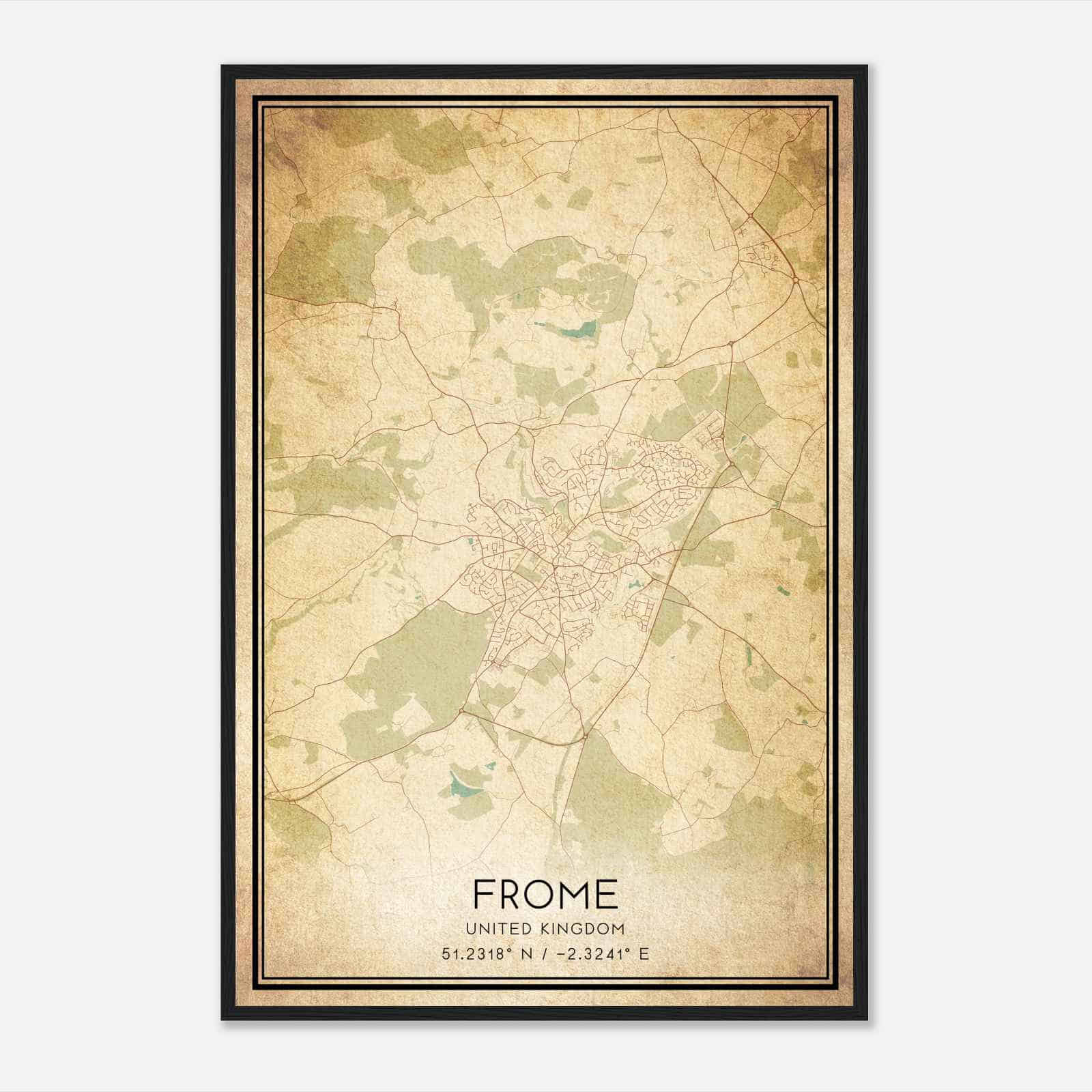 Vintage Frome United Kingdom Map Poster, Frome City Road Wall Art Print ...